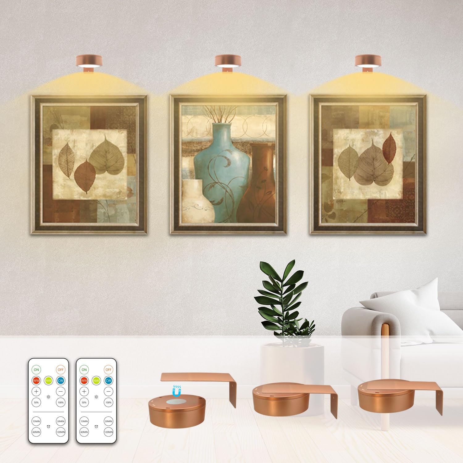 Snapklik.com : Picture Light 3PACK, Wall Lights Battery Operated ...
