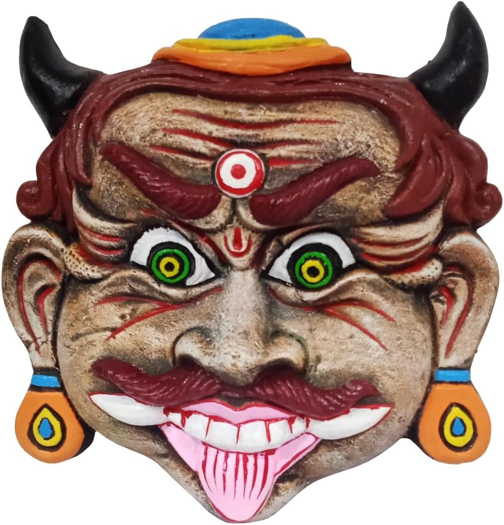 Amazon.com: Purpledip Terracota Clay Mahakaal Bhairav Rakshak Demon ...