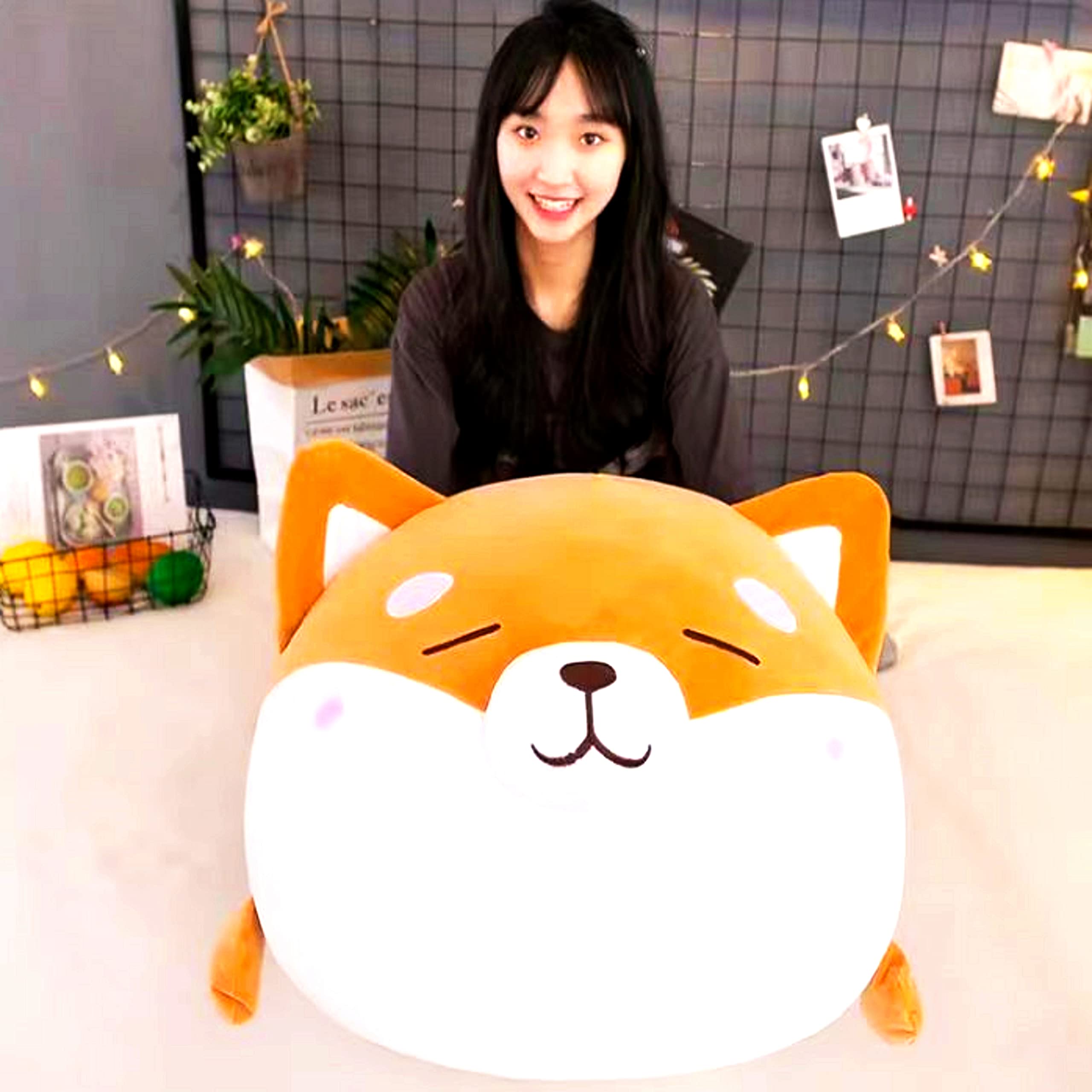 Amazon.co.jp: 柴犬 秋田犬 ハスキー イヌ いぬ 特大丸っこい ぬいぐるみ マシュマロアニマル 多機能 デスク昼寝まくら 椅子 ソファー背当て クッション 座布団 人形抱き枕 ...