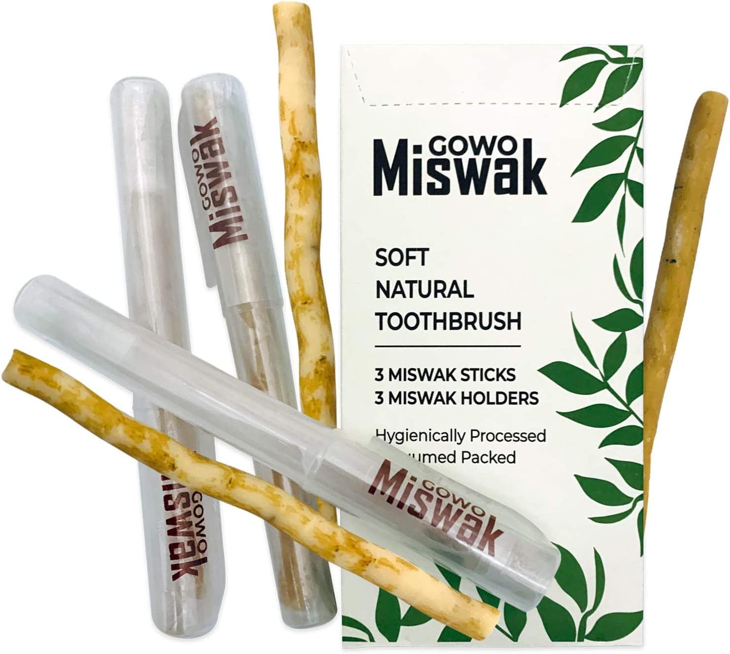 Amazon.com : GOWO 3 Pack Miswak Sticks and Holders - Natural Teeth ...
