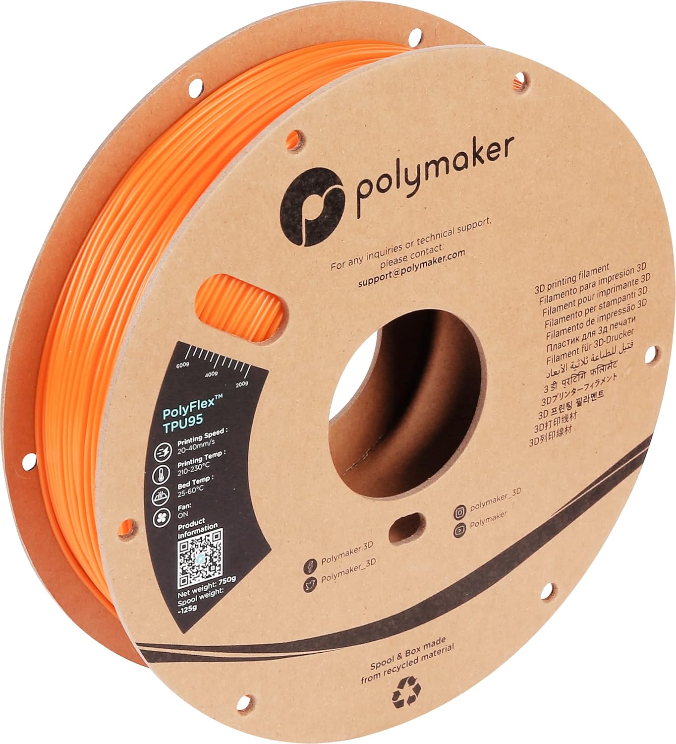 Amazon.co.jp: ポリメーカ(Polymaker) 3Dプリンター用フレキシブルフィラメント PolyFlex TPU95 1.75 mm オレンジ : 産業・研究開発用品