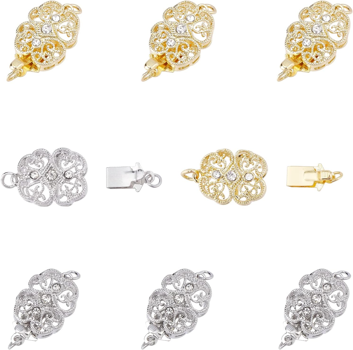 Amazon.com: Beebeecraft 6Pcs 2 Colors Fold Over Clasps 18K Gold Plated ...