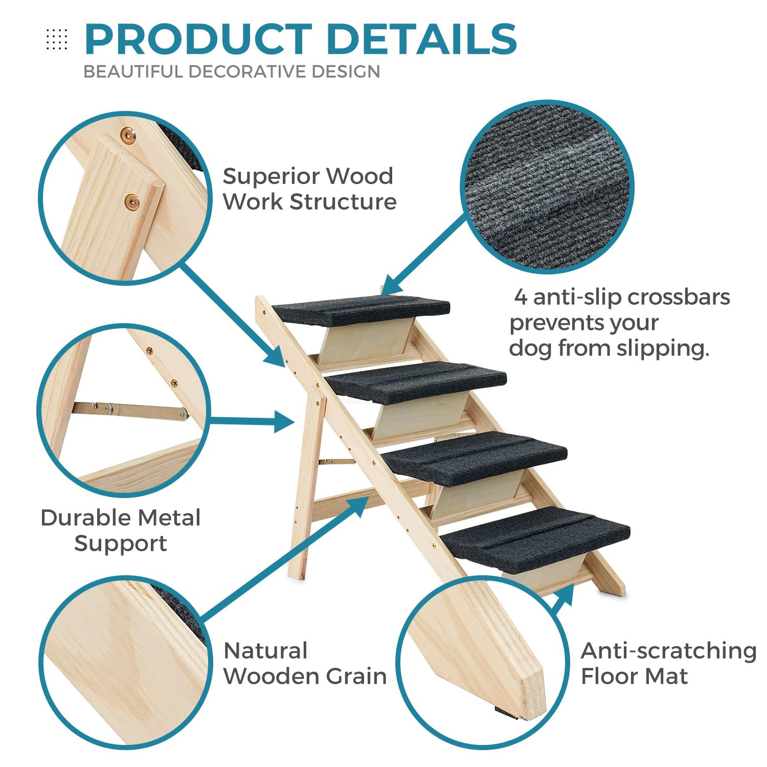 Snapklik.com : Wood Pet Stairs/Pet Steps For All Dogs And Cats - 2-in-1 ...