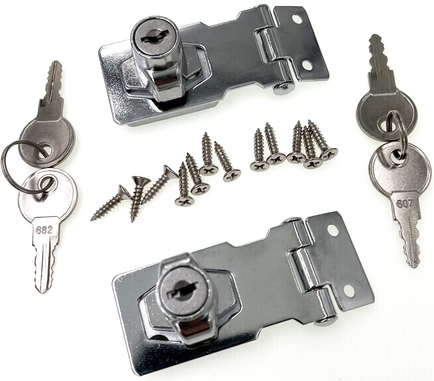 XMHF 2Pcs Keyed Hasp Locks 2.5 Inch Twist Knob Keyed Locking Hasp ...