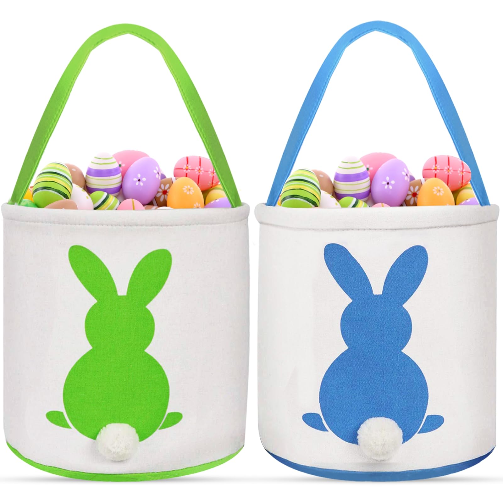2 Pack Easter Eggs Baskets for Kids,Canvas Personalized Easter Bunny ...
