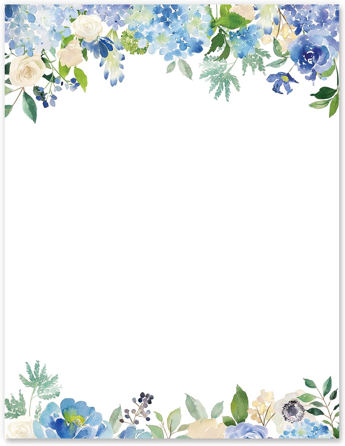 Amazon.com : Generic AnyDesign 60 Pack Hydrangea Stationery Letterhead ...