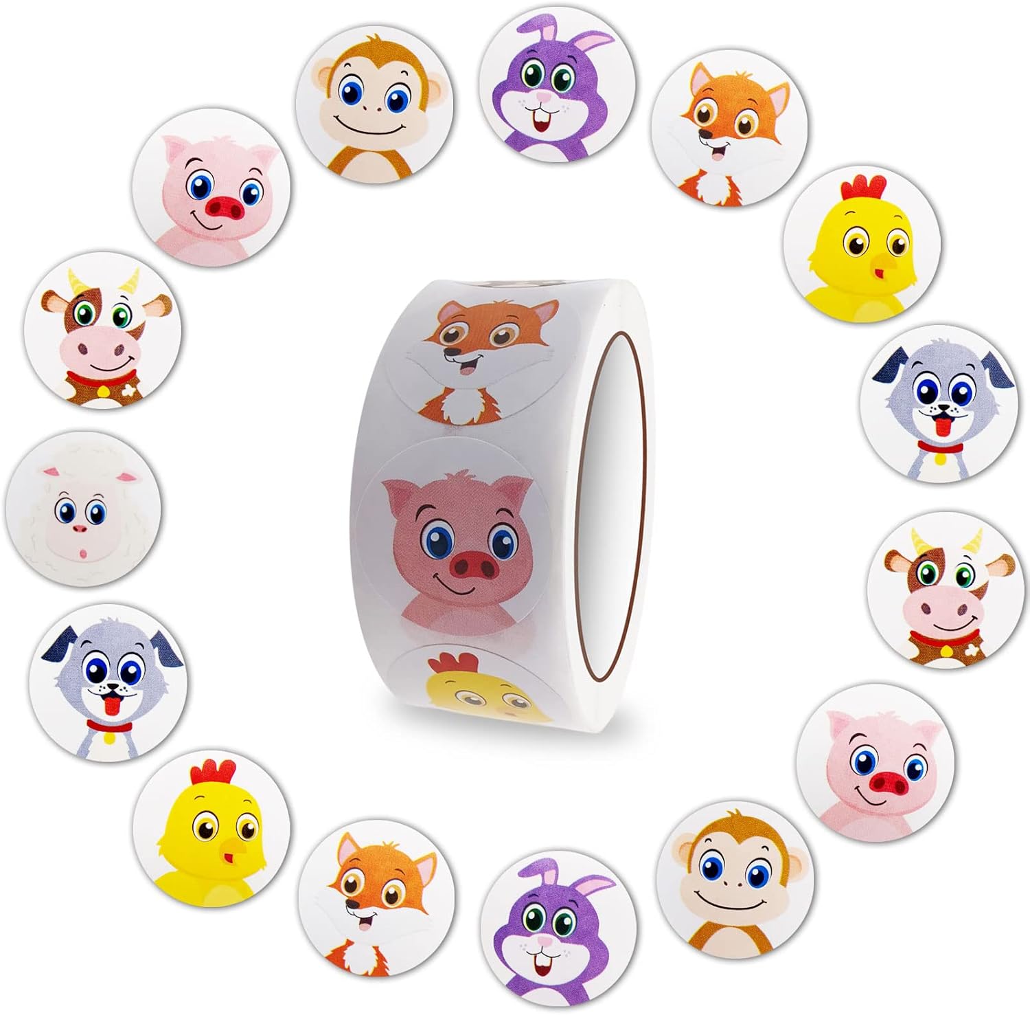 Amazon.com: BLMHTWO 500 Pcs Animal Stickers Round Kids Stickers 8 ...