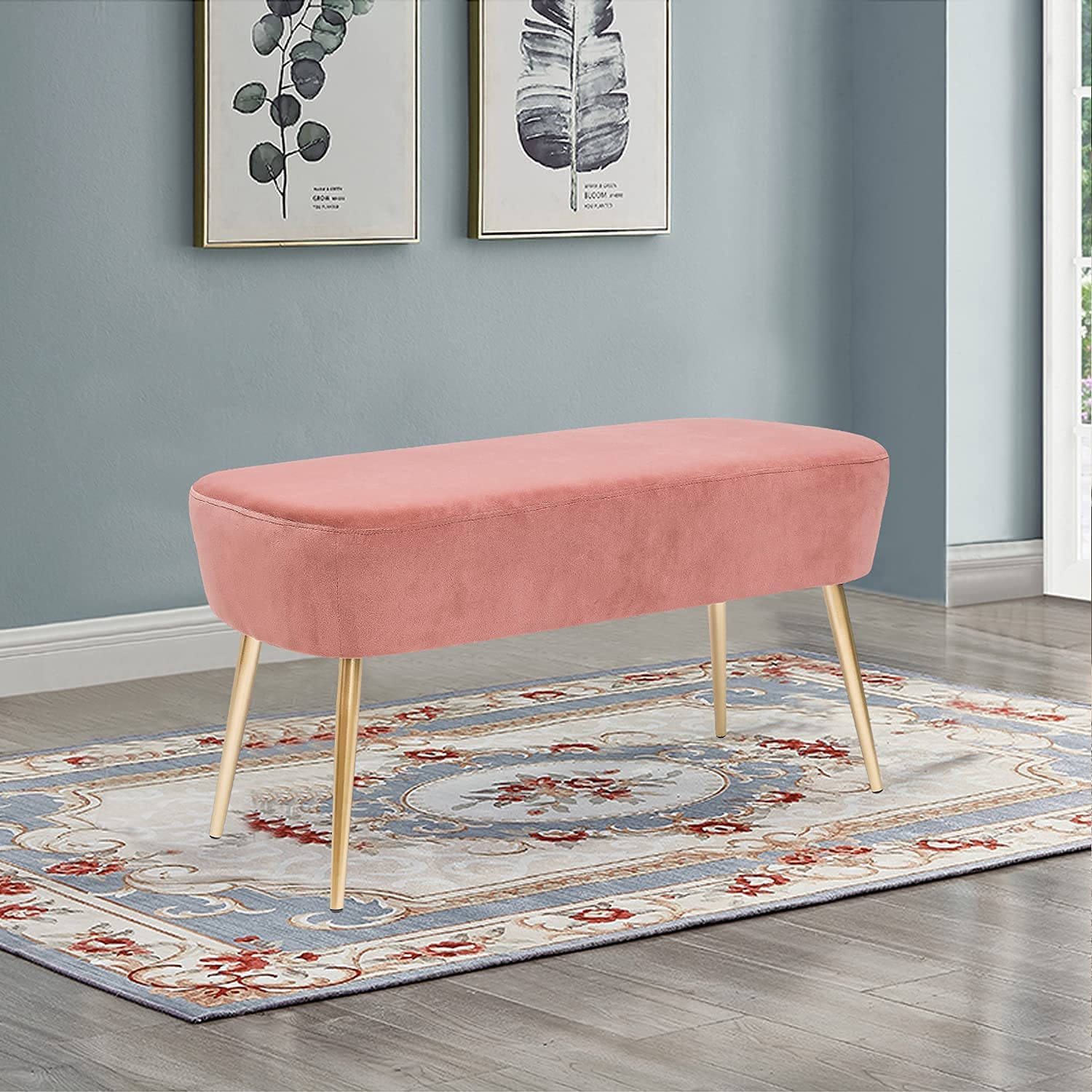 Buy Adeco Velvet Upholstered Ottoman Bench, 35 Inch Entryway Bench, Bed ...