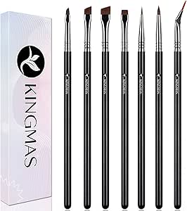 KINGMAS Fine Angled Eyeliner Brush, Premium 7 Pieces Gel Eye Liner ...