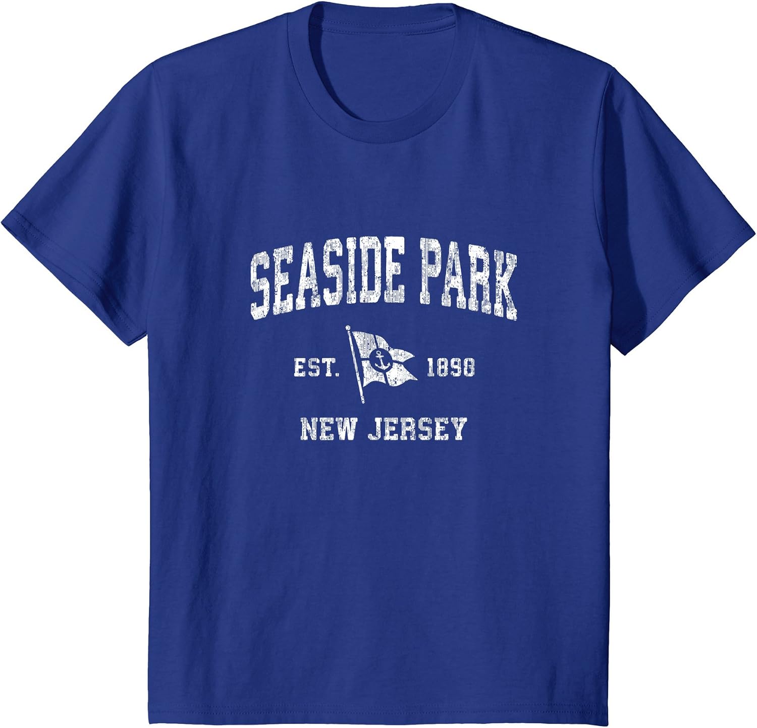 Amazon.com: Seaside Park New Jersey NJ Vintage Boat Anchor Flag Tee ...