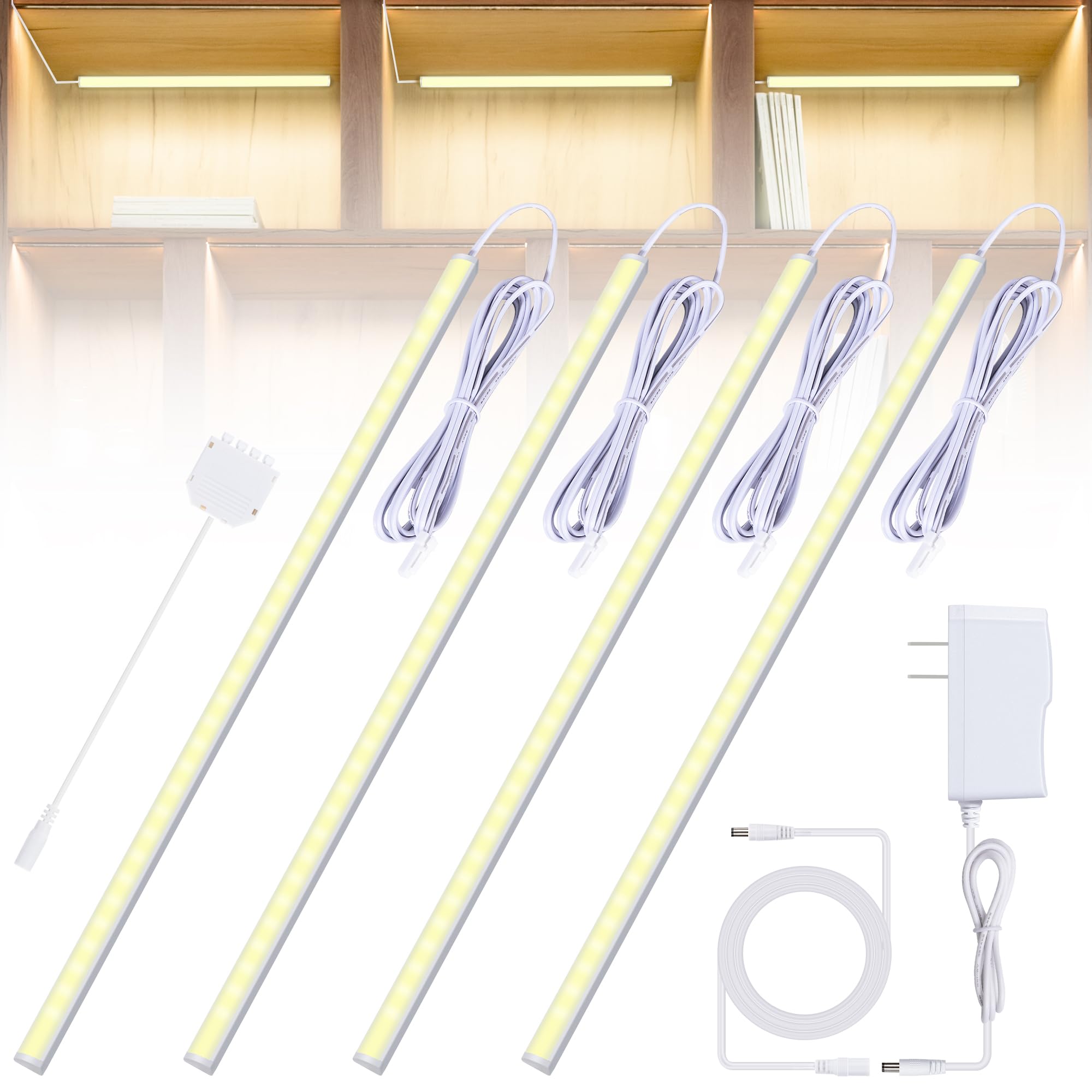 JUSJUBR Display Cabinet Lights, Dimmable Shelf Lighting with Memory ...