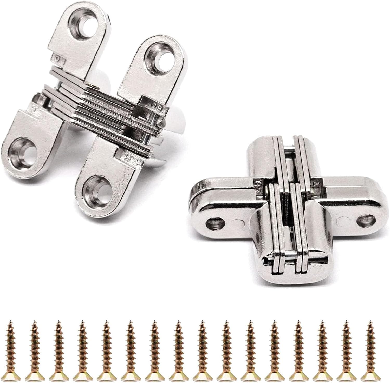 SWZHAI 2 Pack Hidden Hinges for Cabinet Doors, 180 Degree Invisible ...