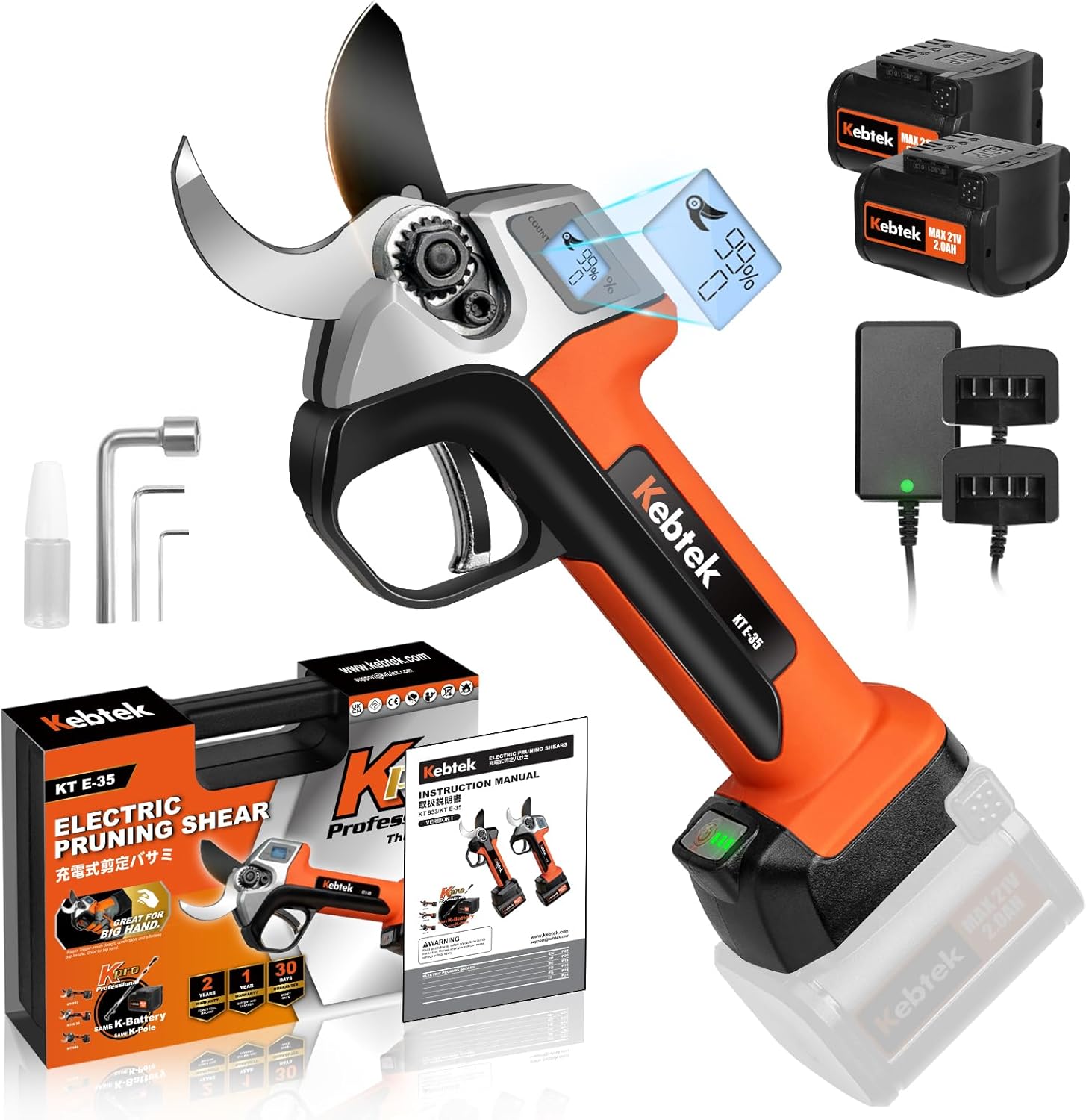 Amazon.com: Cordless Electric Pruning Shears 35MM, Kebtek Professional ...