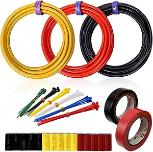 10AWG Soft Silicone Electric Wire Flexible Power Cable Routing 3 Colors ...