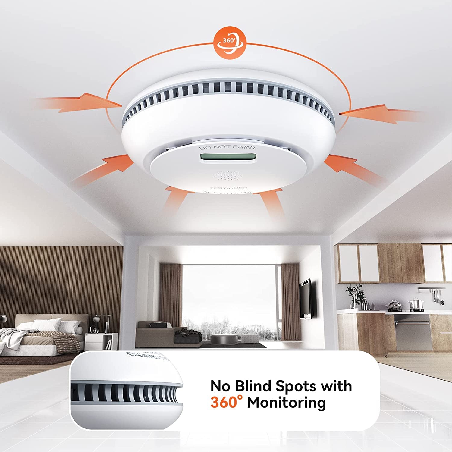 Jemay Combination Smoke Carbon Monoxide Alarm Detector with Display,7-Year Battery Smoke and CO ...