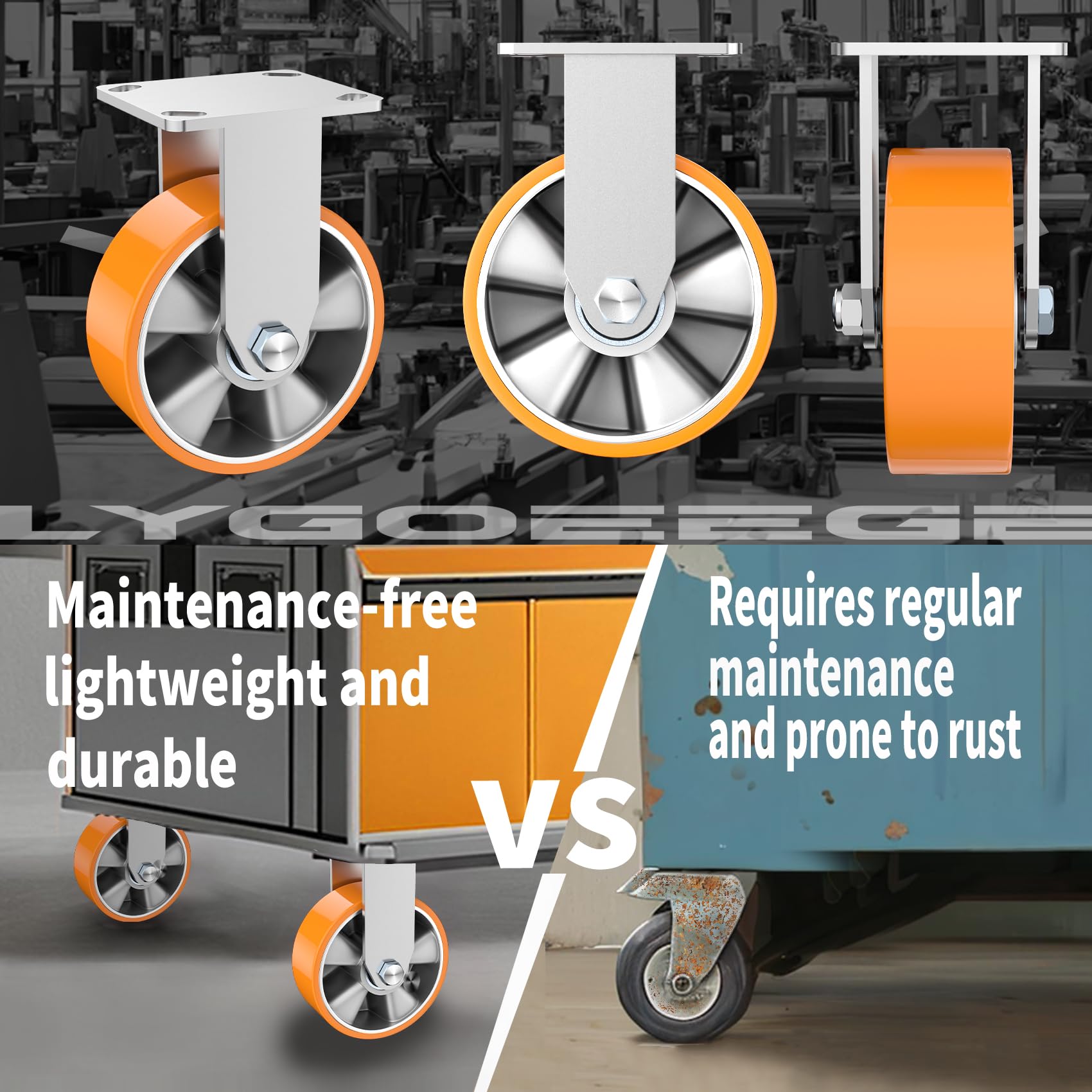 Snapklik.com : Rigid Heavy Duty Caster Wheel, 5Inch2, 2000lbs Capacity ...