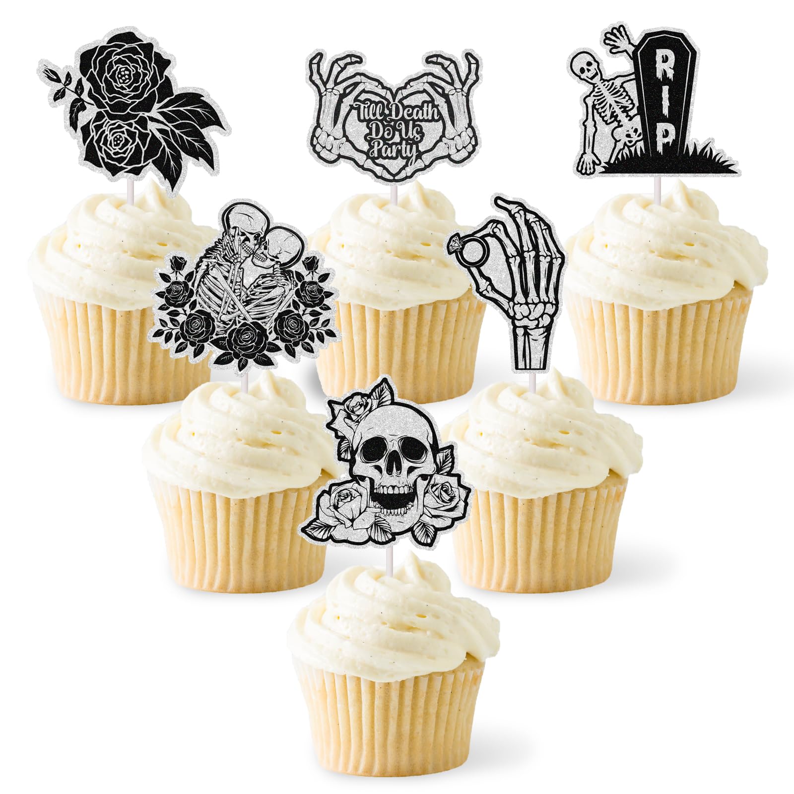 Amazon.com: 18Pcs Till Death Do Us Cupcake Toppers Glitter Till Death ...