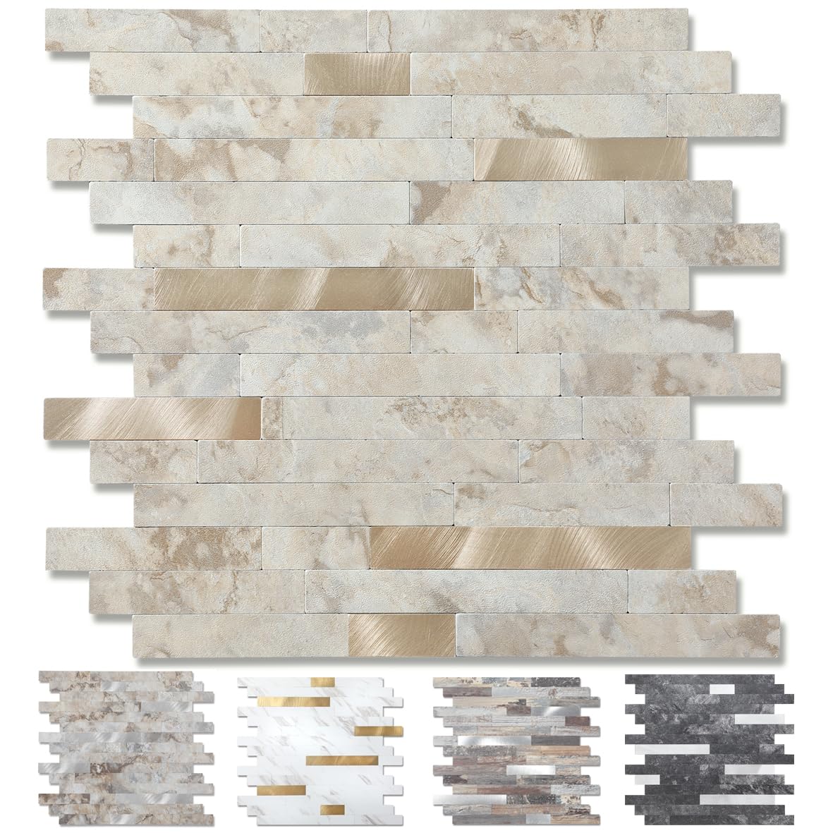 Yipscazo 20 Sheets Peel And Stick Stone Metal Tile Backsplash