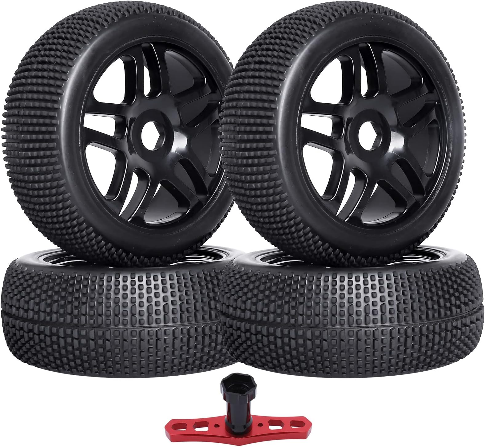 Amazon.com: HIRCQOO 17mm Hex Hub 4.40''OD Rubber Tires & Plastic Wheel ...