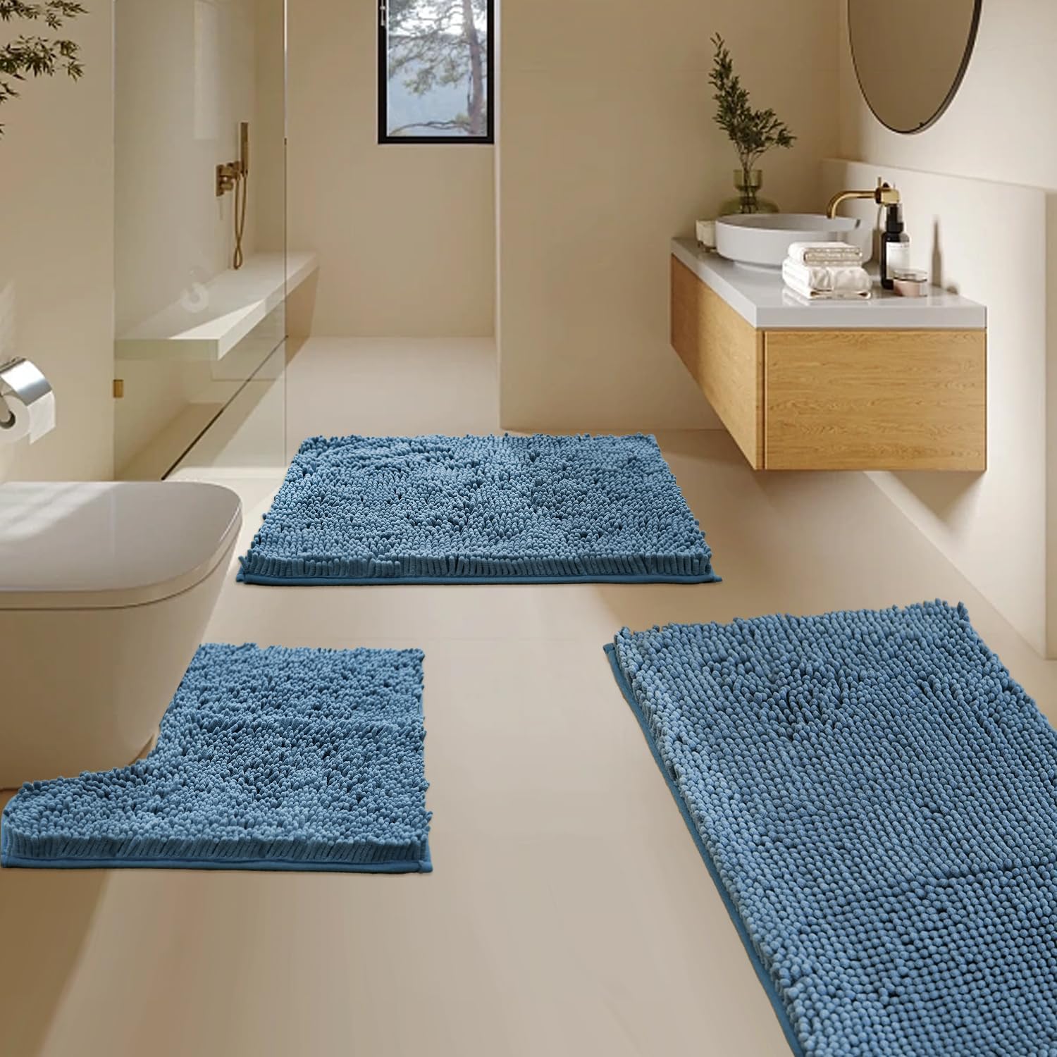 Amazon.com: Bathroom Rugs Sets 3 Piece, Super Soft Absorbent Bath mat ...
