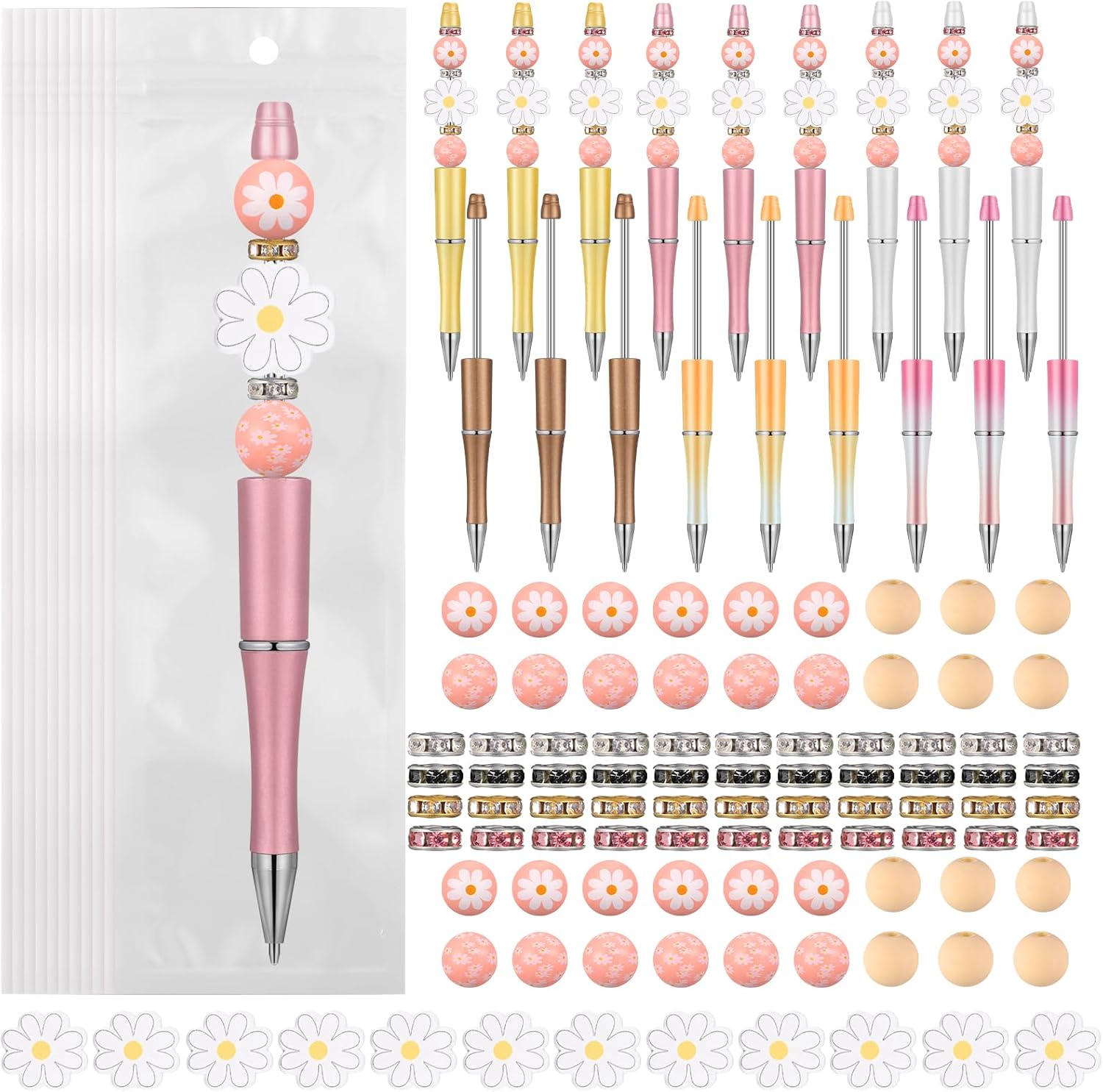 Amazon.com: Colarr 24 Sets Plastic Beadable Pens DIY Pens Making Kit ...