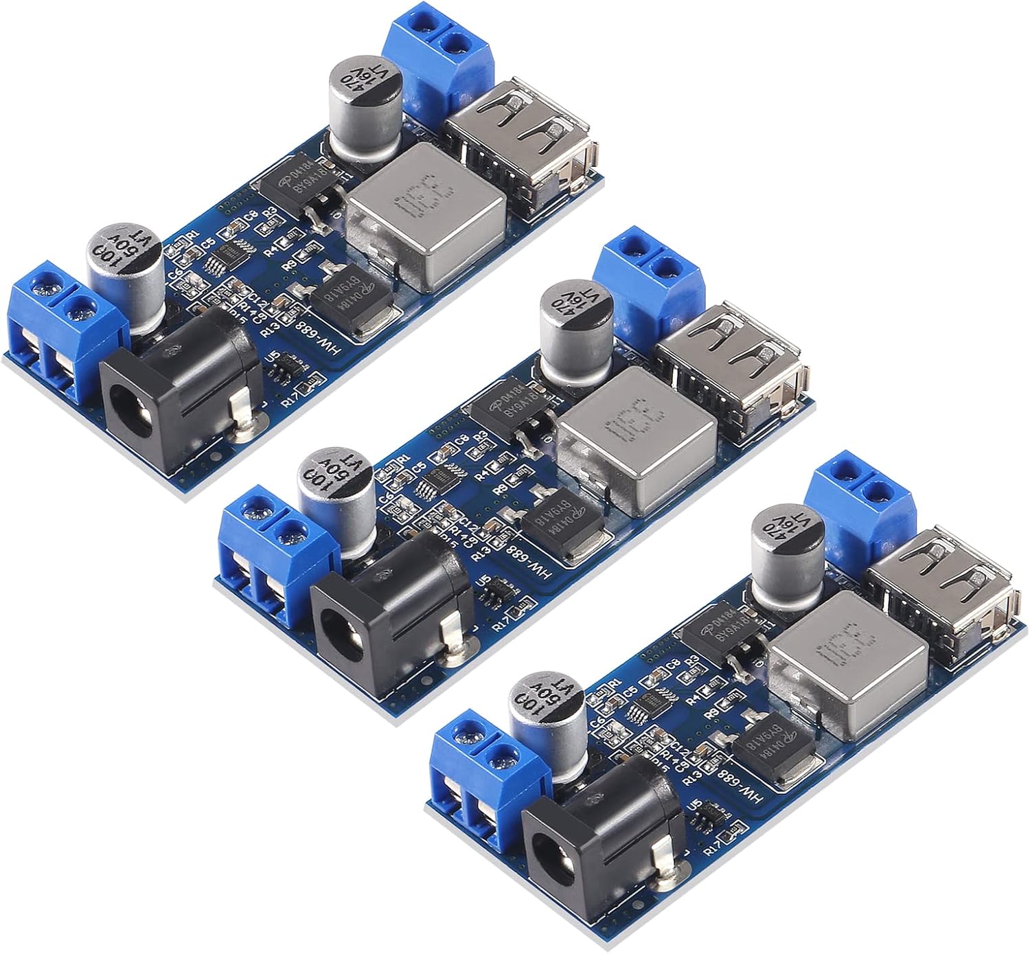 Amazon.com: 3PCS DC 12V to 5V 5A Step-Down Converter, USB Buck ...