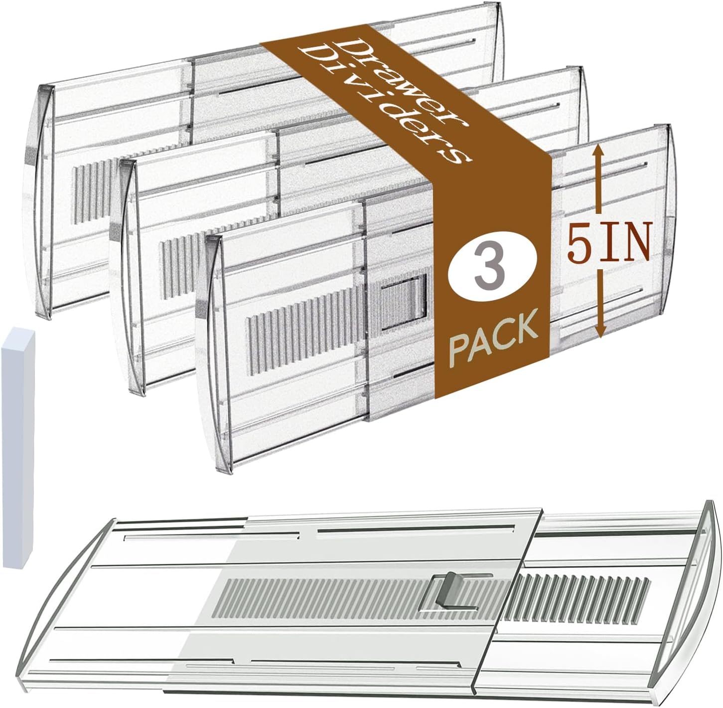 Amazon.com: Jeffan 8 Pack Drawer Dividers, Adjustable Clear Drawer ...
