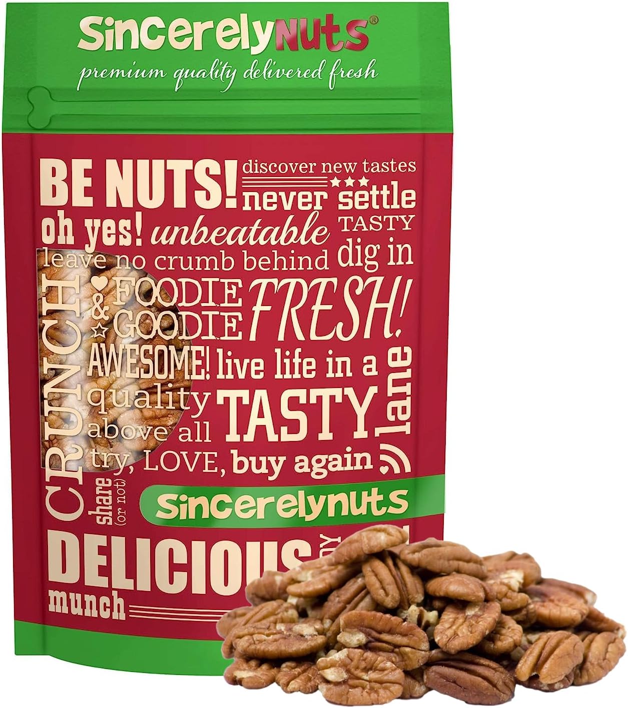 Amazon.com: Amazon Brand - Happy Belly Pecan Halves, No Added Salt, 8 ...
