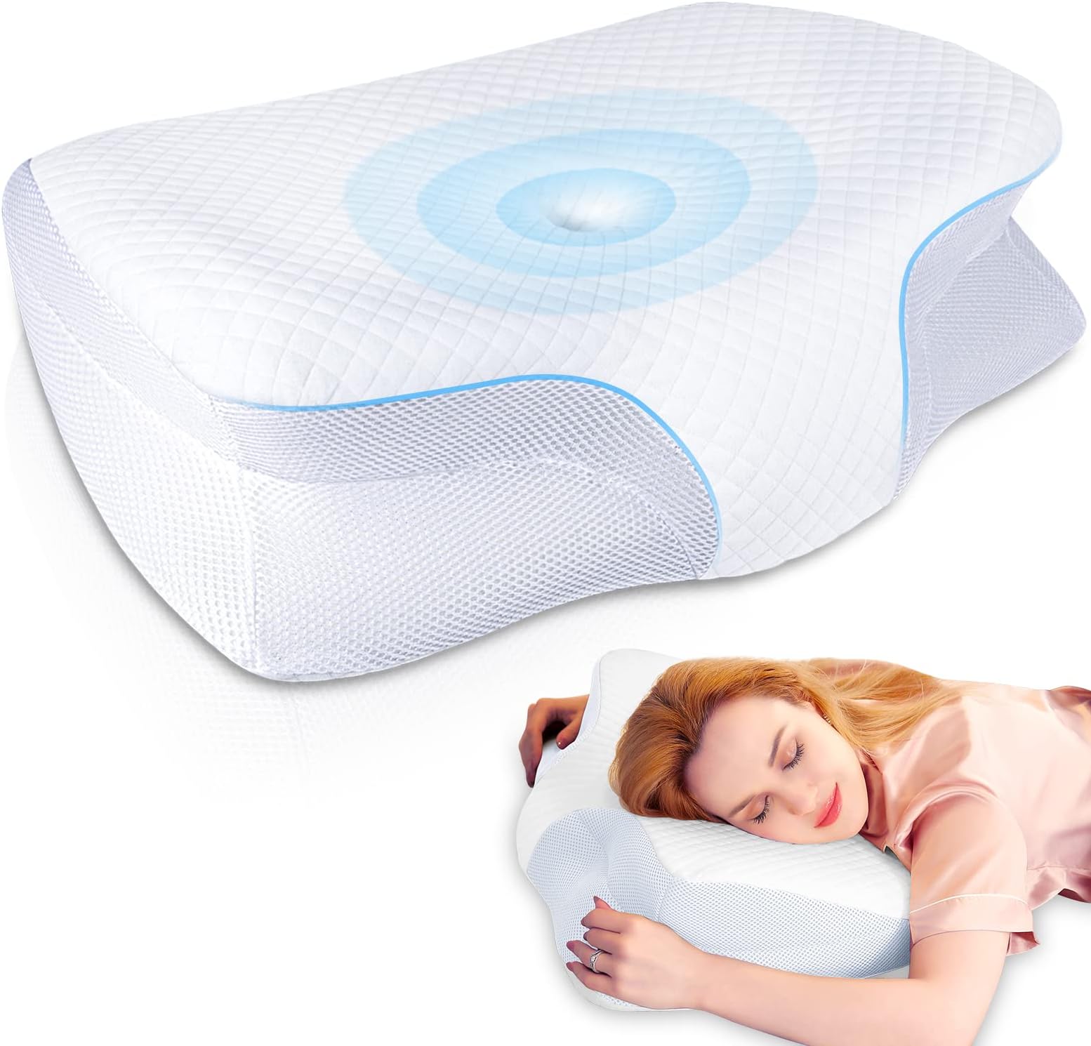 SAHEYER Oreiller Ergonomique Cervical, Oreiller en Mousse à Mémoire ...