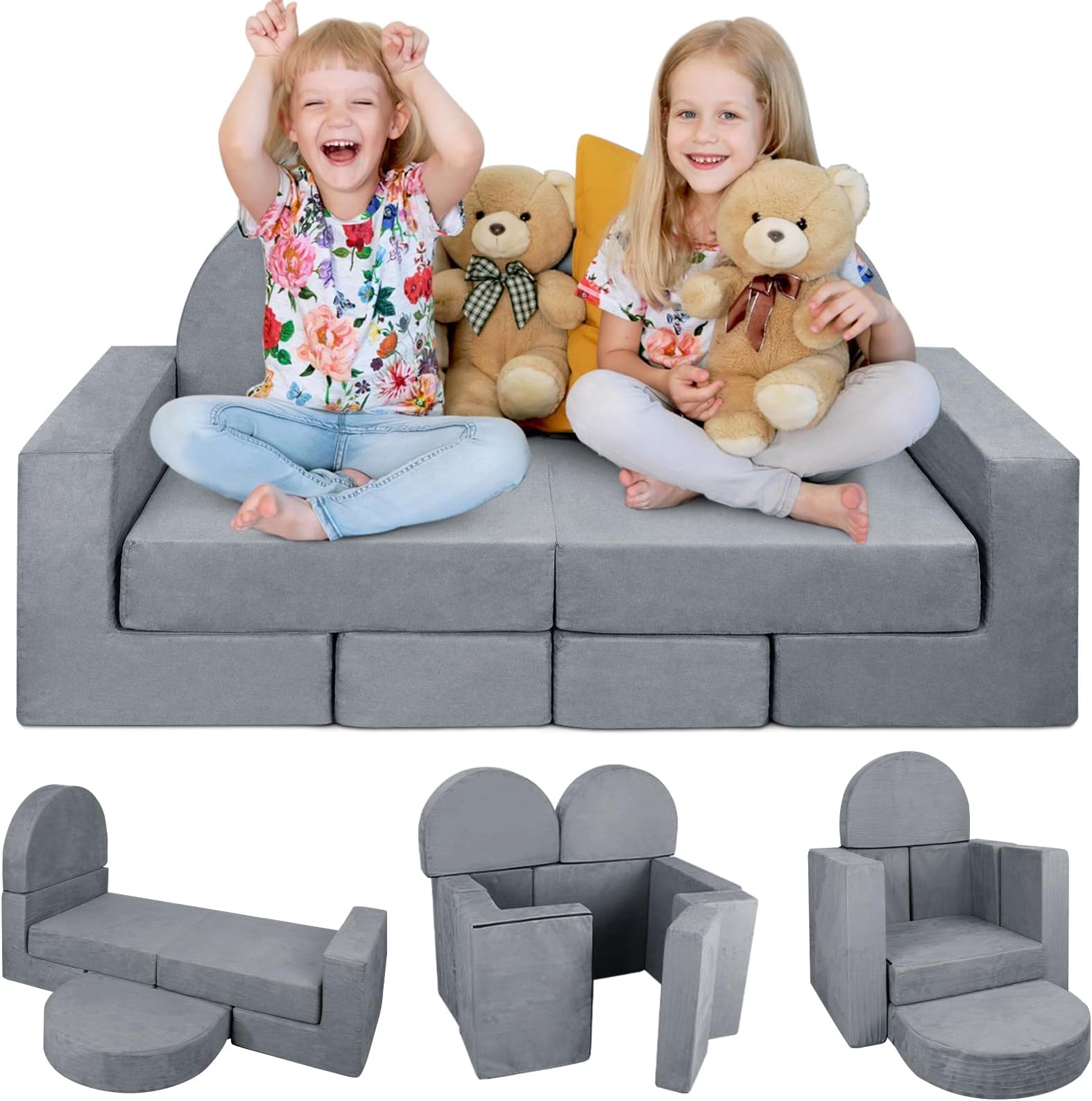 Amazon.com: BXCSMFA Modular Kids Play Couch,Kids Couch Building Fort ...