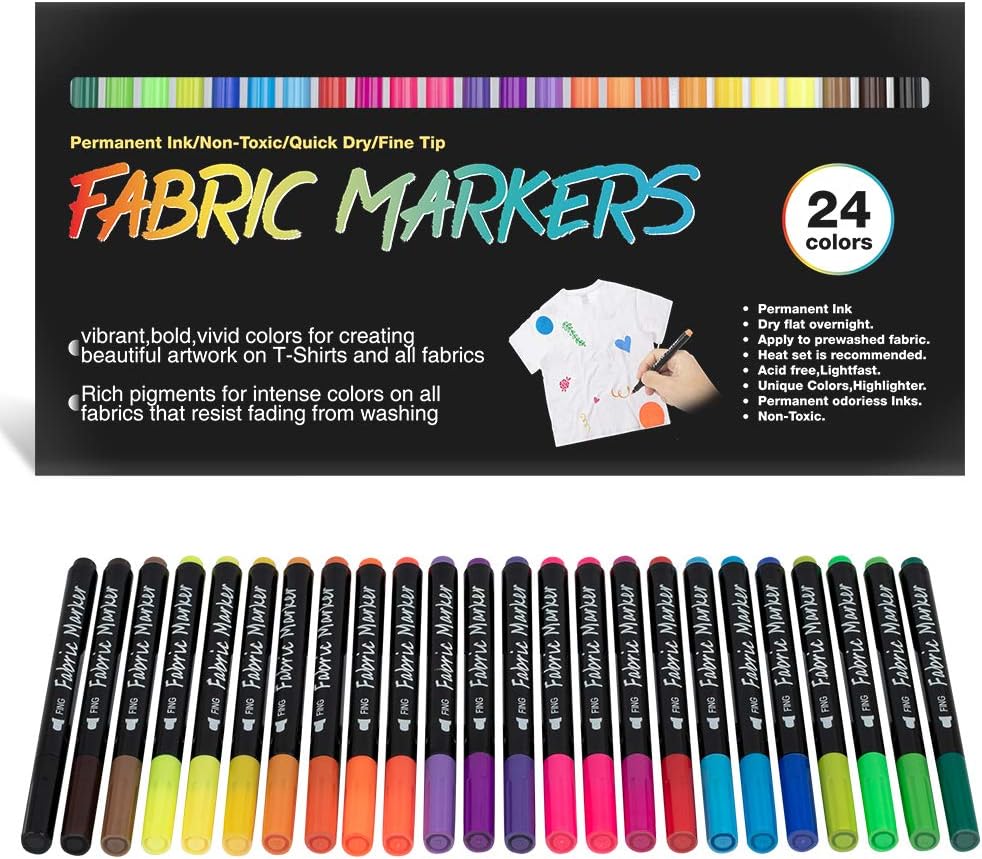 Amazon.com : Lelix Fabric Markers, 36 Colors Permanent Fabric Pens for ...