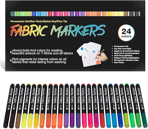 Amazon.com: JR.WHITE Fabric Markers Permanent for T Shirts Baby Clothes ...