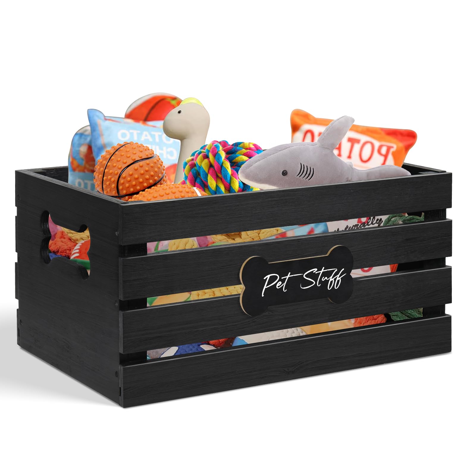 Amazon.com: MEMOORIAL Dog Toy Box Pet Toy Baskets, Wood Dog Toy Bin ...