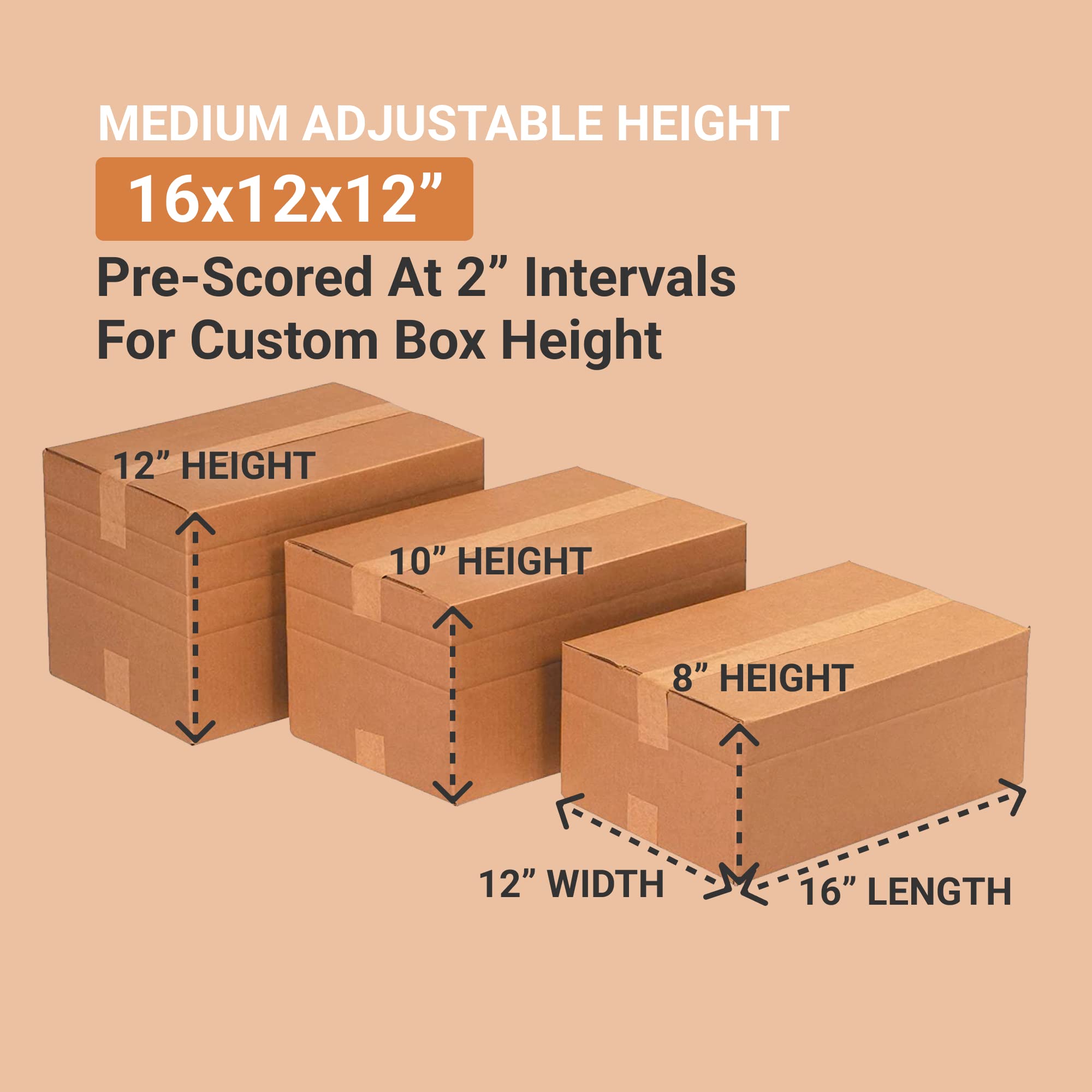 Aviditi Shipping Boxes Multi-Depth 16"L x 12"W x 12"H, 25-Pack ...