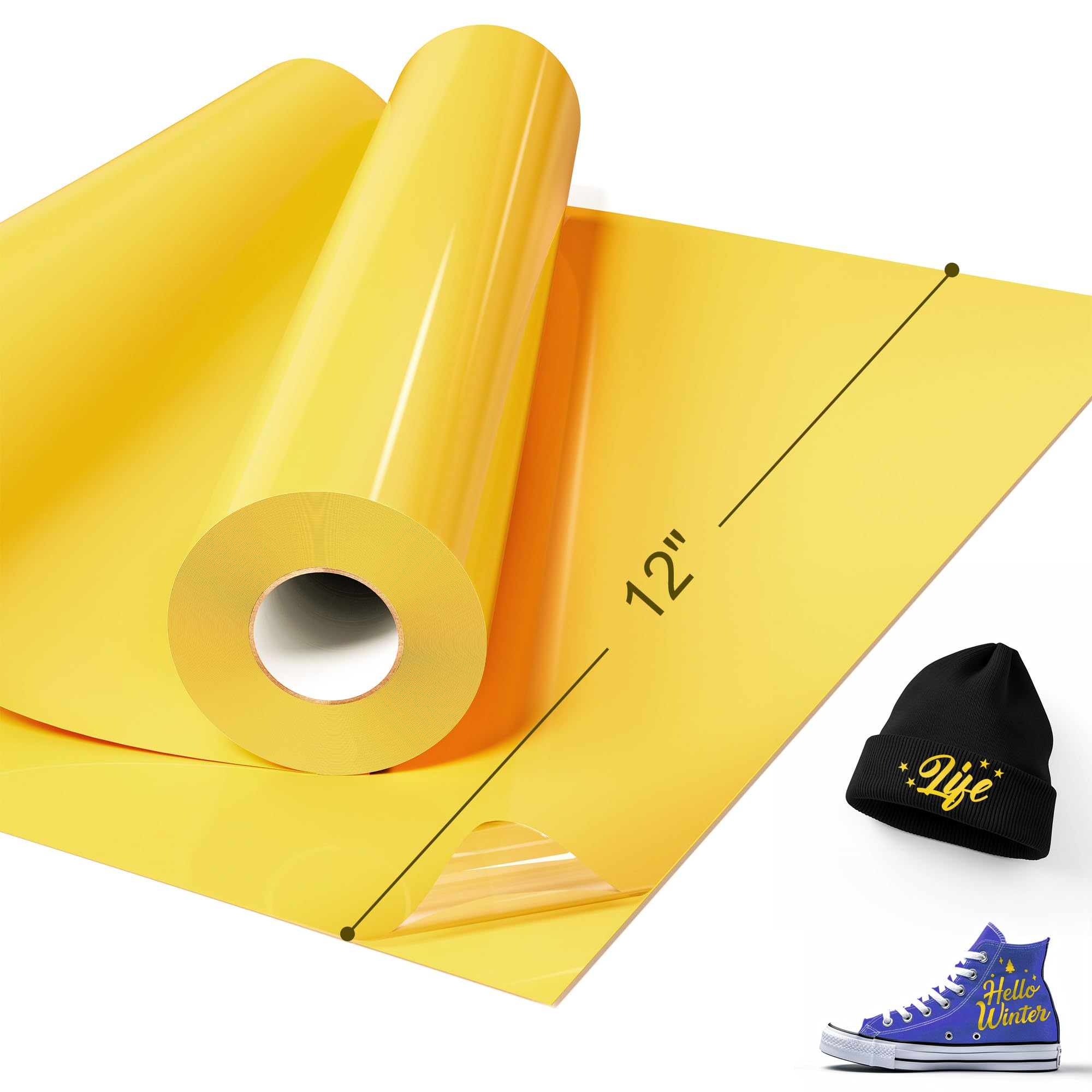 Amazon.com: IROHTV Yellow HTV Heat Transfer Vinyl, 12" x 10ft Iron on ...
