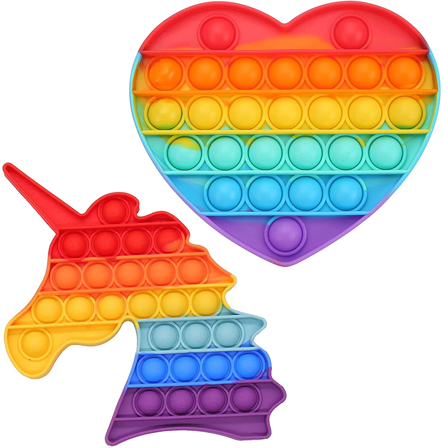 Buy SNAKEZ 2 Pack Pop It Pop Its Rainbow Pop Fidget Toys Poppet Push ...