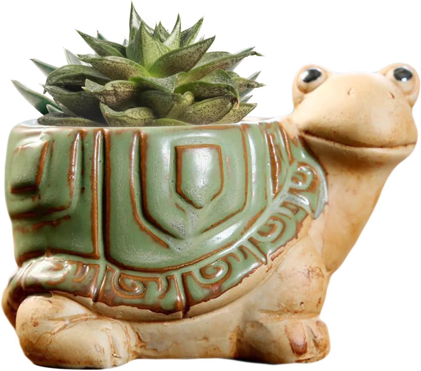Amazon.com : SparkDazzle Large Ceramic Turtle Planter Pot for Plants ...