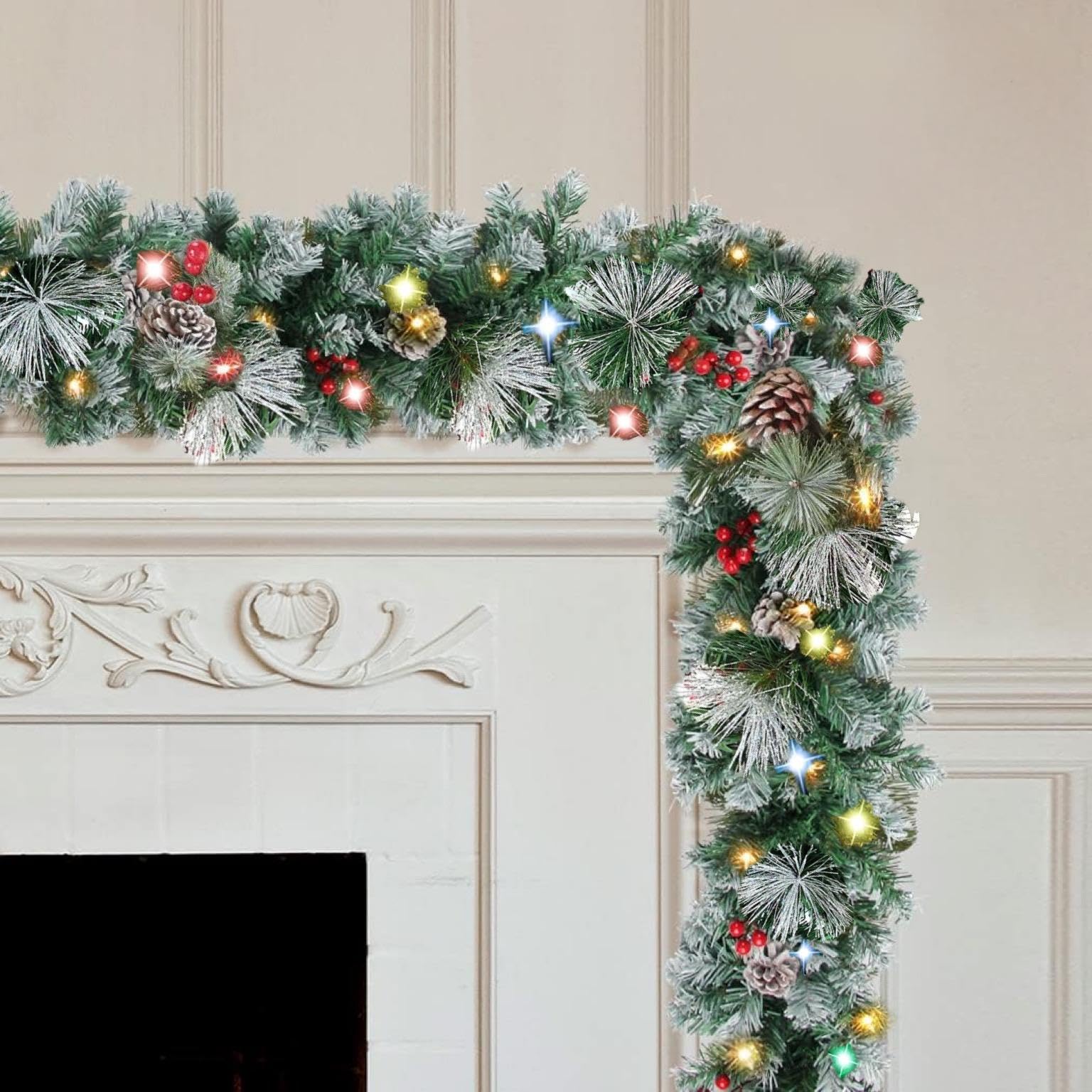 Meiruier Ghirlanda di Natale da 180 cm, ghirlanda di Natale con luci a ...