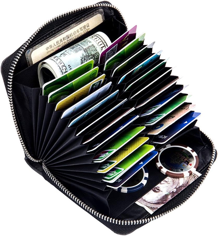 Amazon.com: RFID Premium Soft Leather Zipper Wallet Business & Credit ...