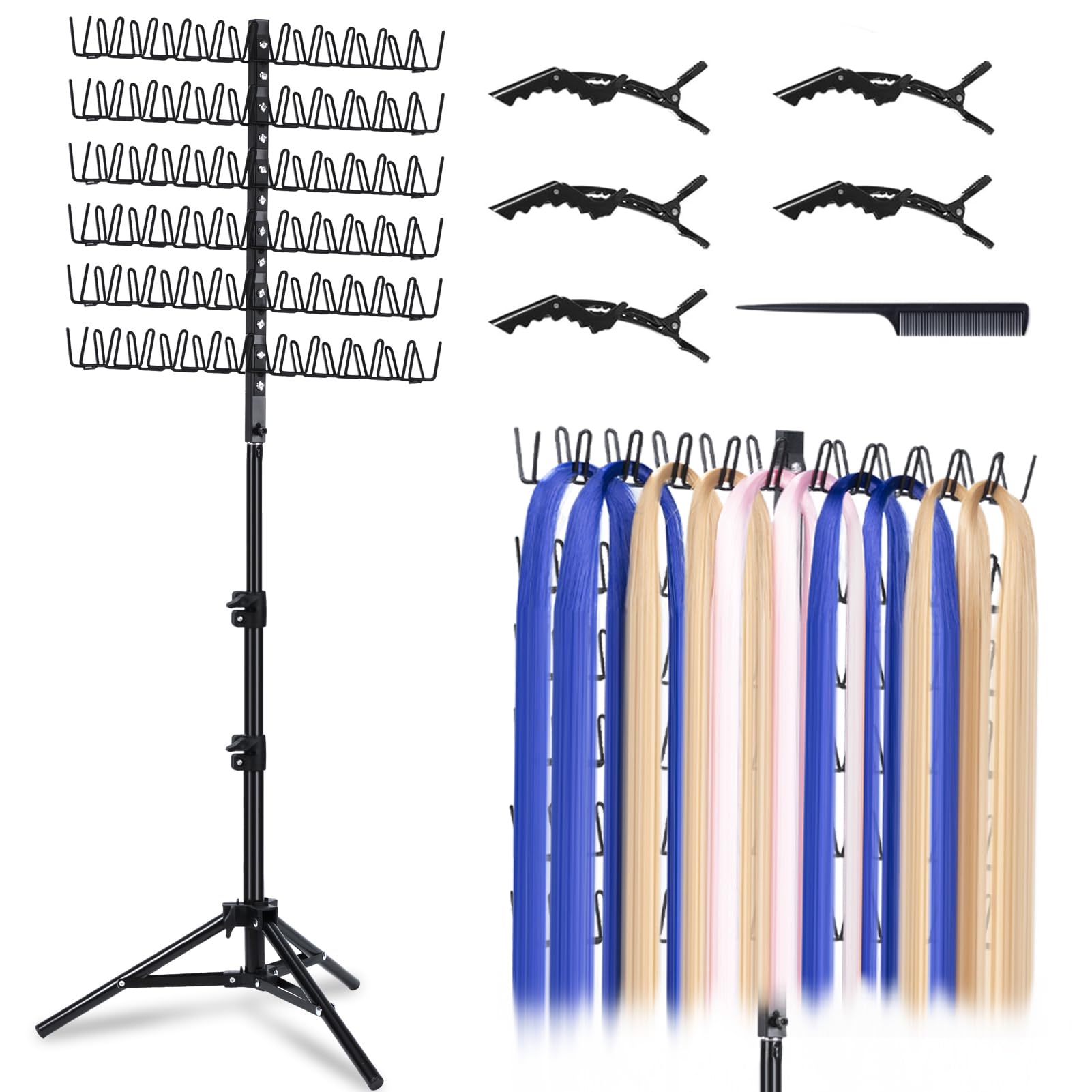 Amazon.com: Braiding Hair Rack Standing with 120 Pegs, Height ...