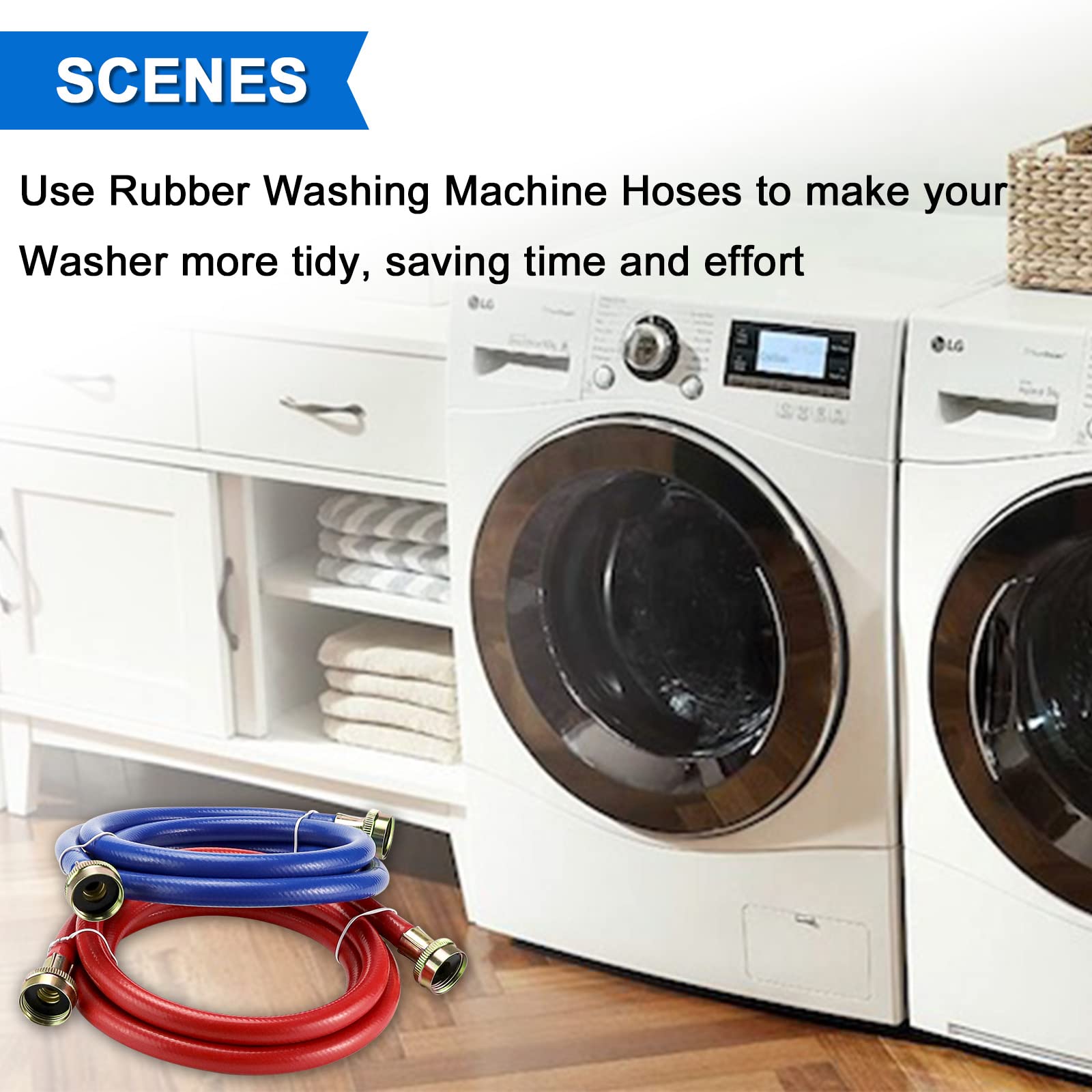 Snapklik.com : 4FT Rubber Washing Machine Hoses Burst Proof Water ...