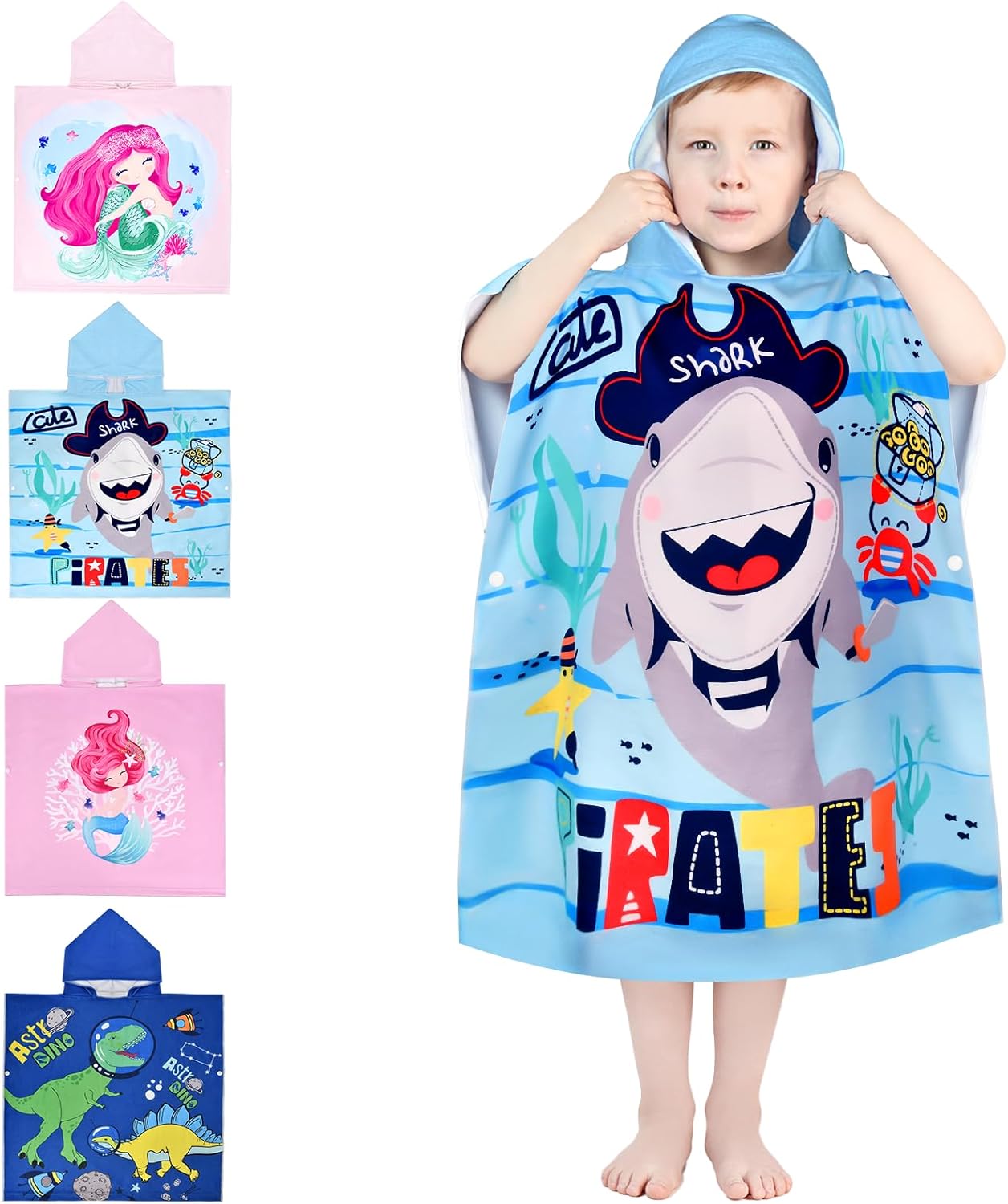 TEUEN Kids Hooded Beach Towels for Boys Girls, Toddler Soft Absorbent ...