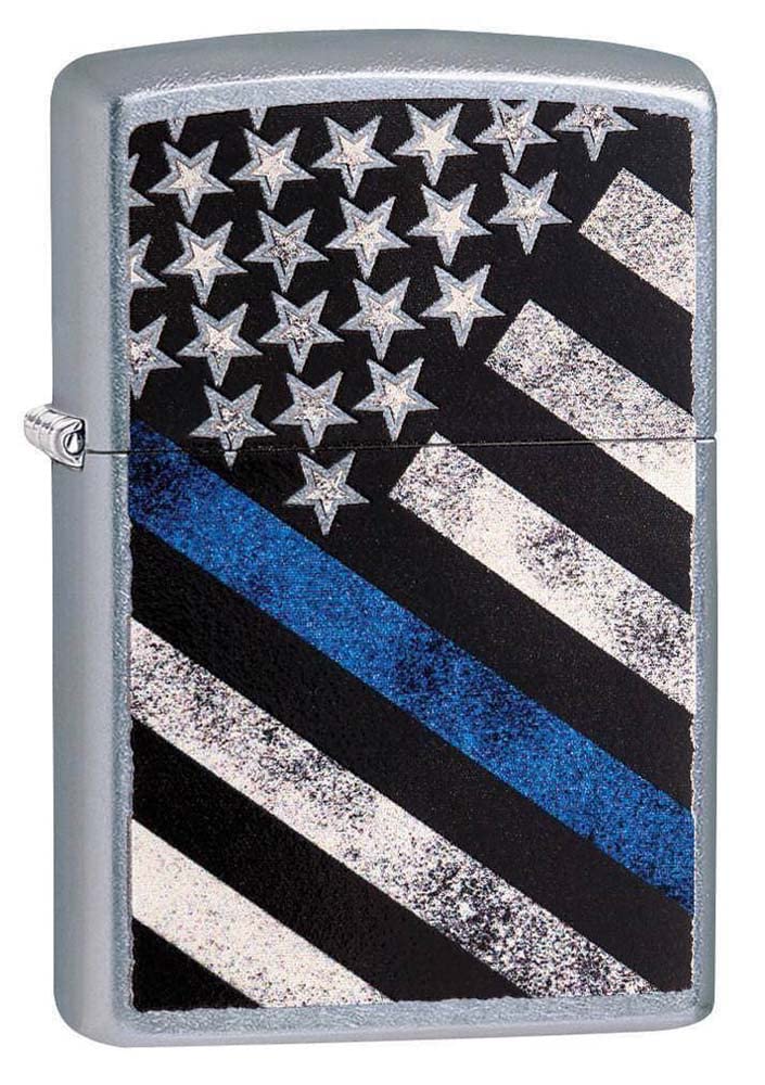 Amazon.com: Zippo Lighter: Police Flag, Thin Blue Line - Street Chrome ...