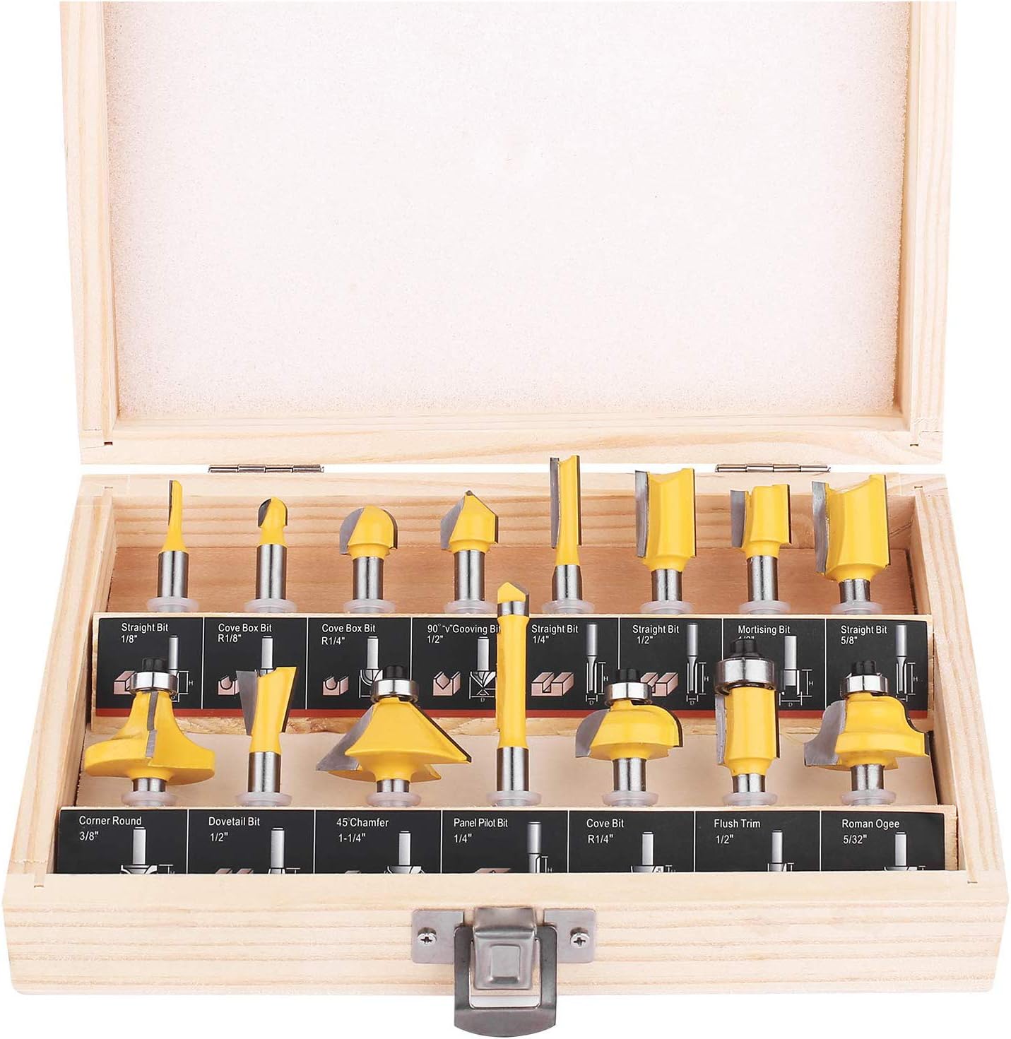 CMT 800.001.00 15-Piece Router Bit Set, 1/4-Inch Shank - Straight ...