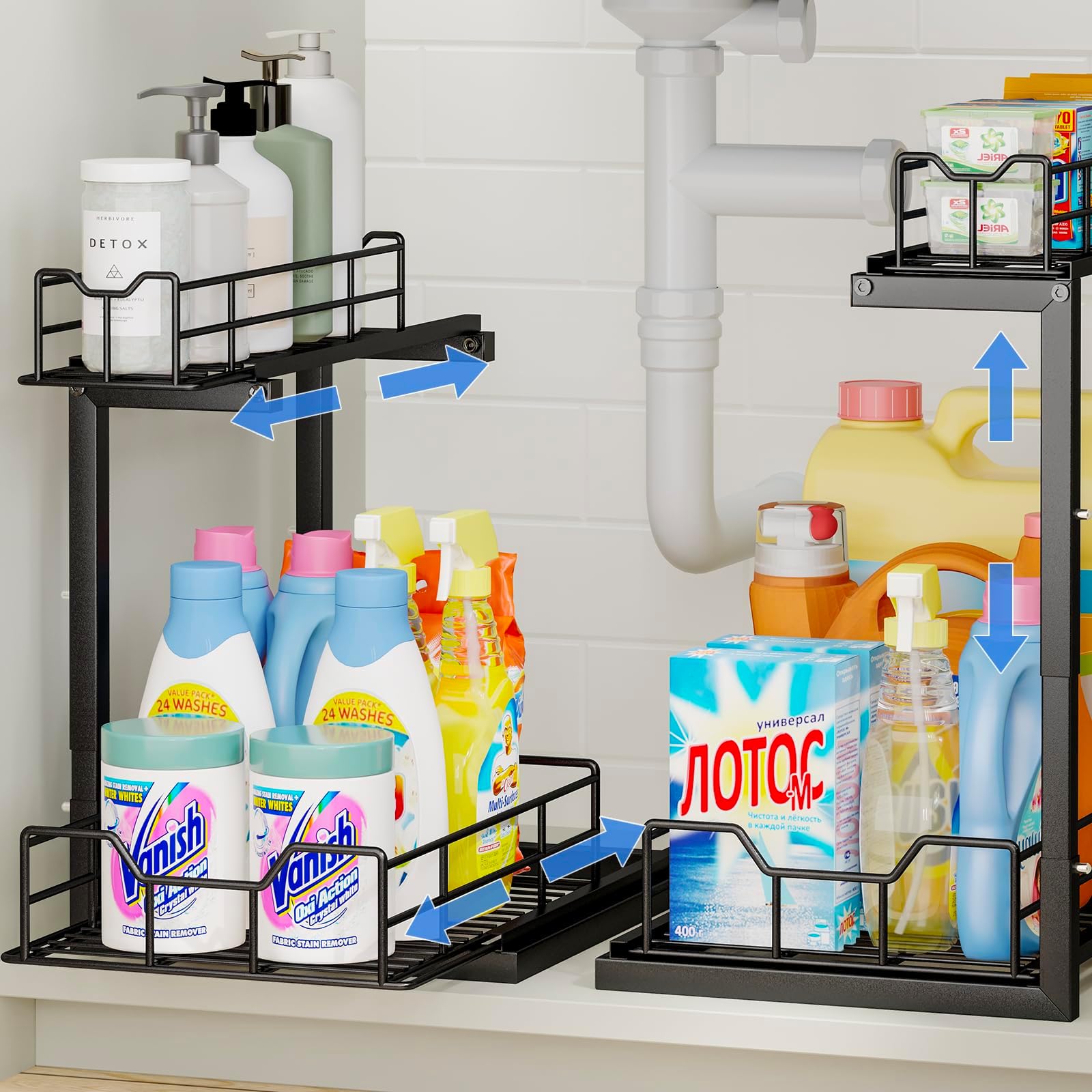 Amazon.com - Fixwal 2 Pack Under Sink Organizer and Storage, 2-Tier ...