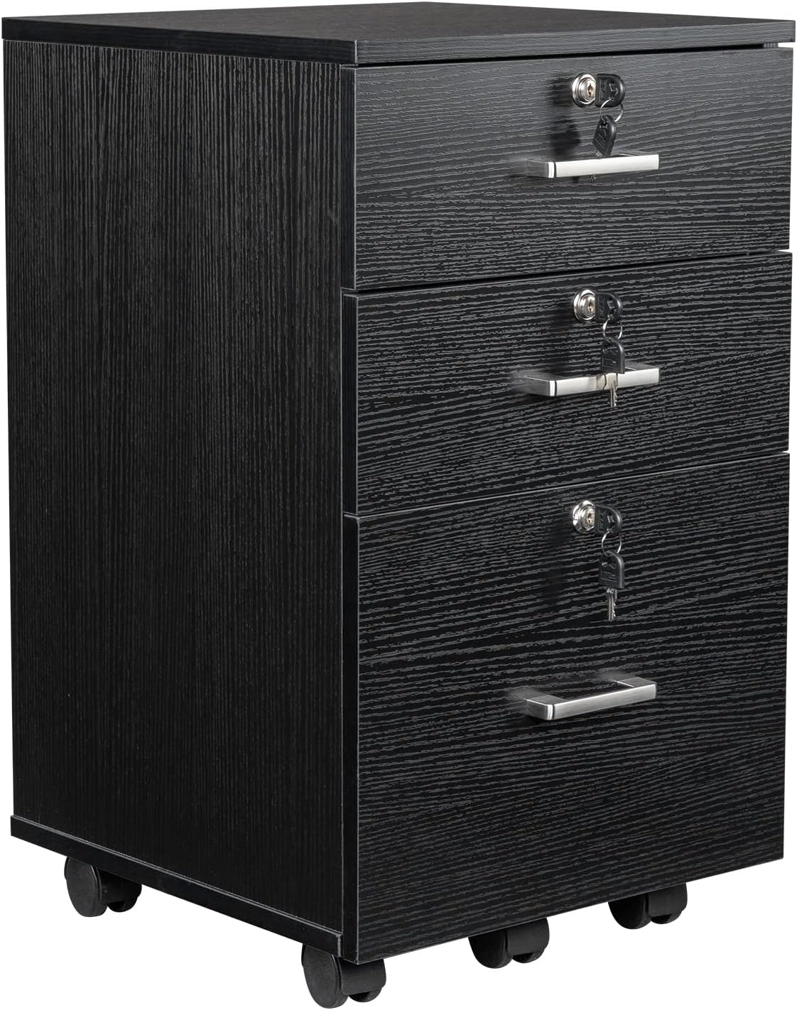 Amazon.com: Modern Mobile File Cabinet with Lockable Wheels - Sturdy 3 ...