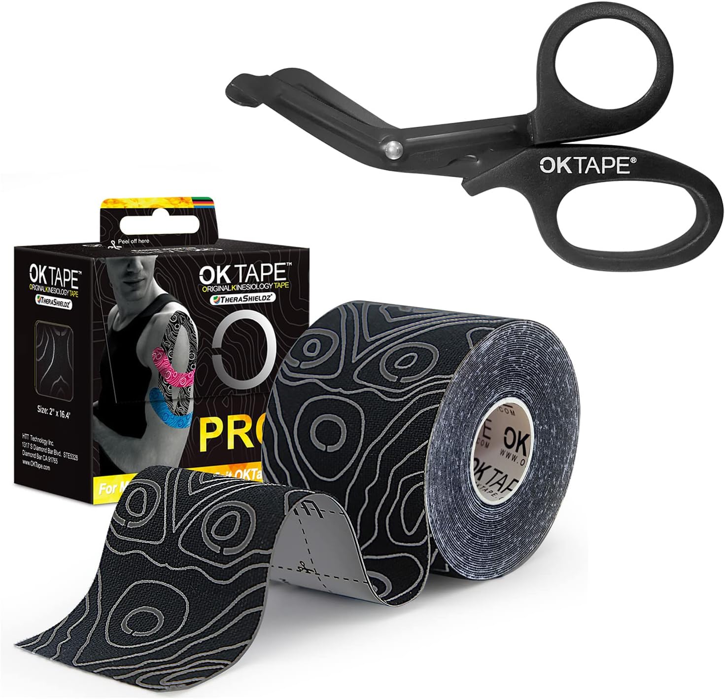Amazon.com: OK TAPE PRO Kinesiology Tape (Black+Black) and 1 Pack ...