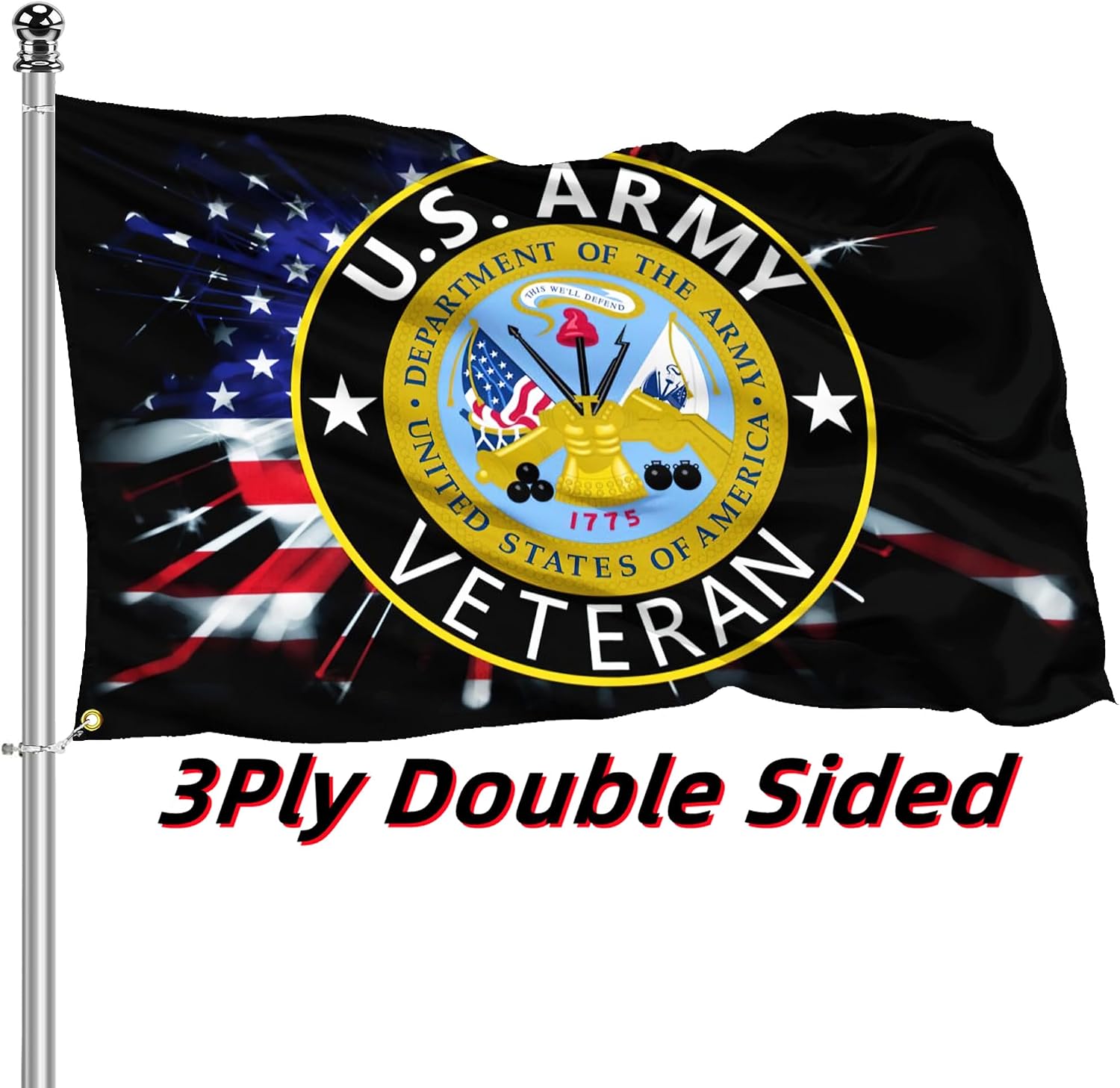Amazon.com : Voudlye U.S. Army Veteran Flag 3x5 Ft 3ply Polyester ...