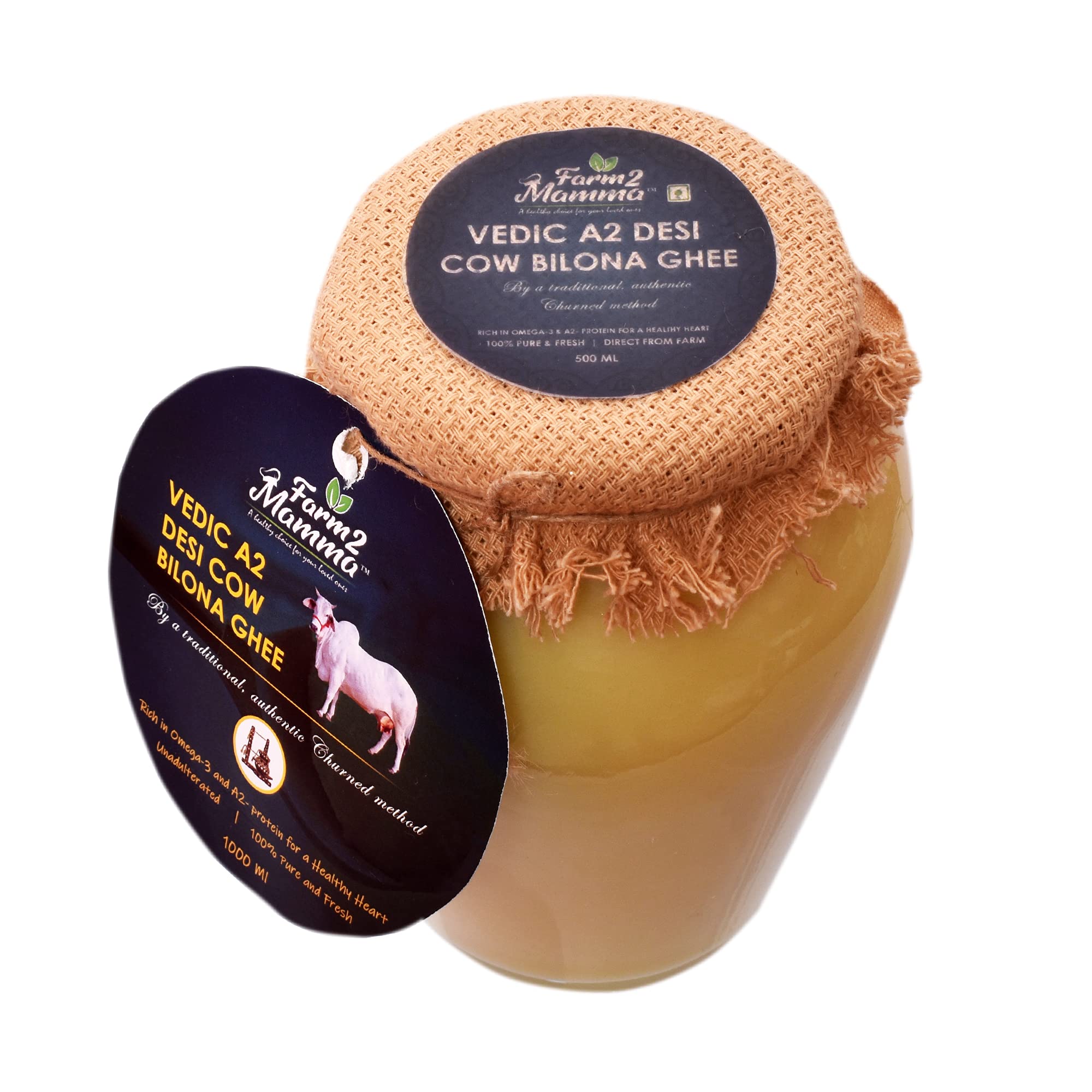 Buy Farm2Mamma Vedic A2 Desi Cow Bilona Ghee, 1Ltr, Curd Churned ...