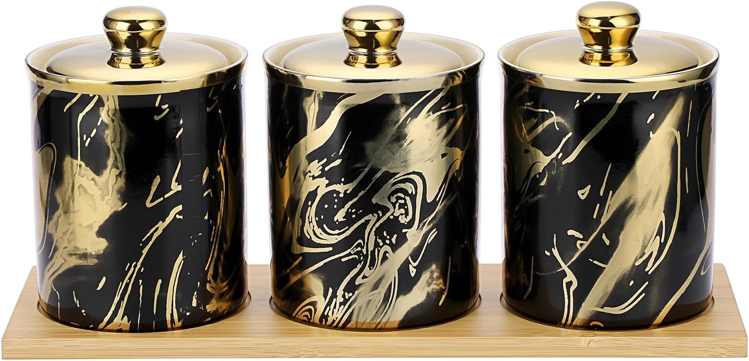 Amazon.com: JUXYES Set of 3 Ceramic Canisters Set for Sugar Coffee Tea ...